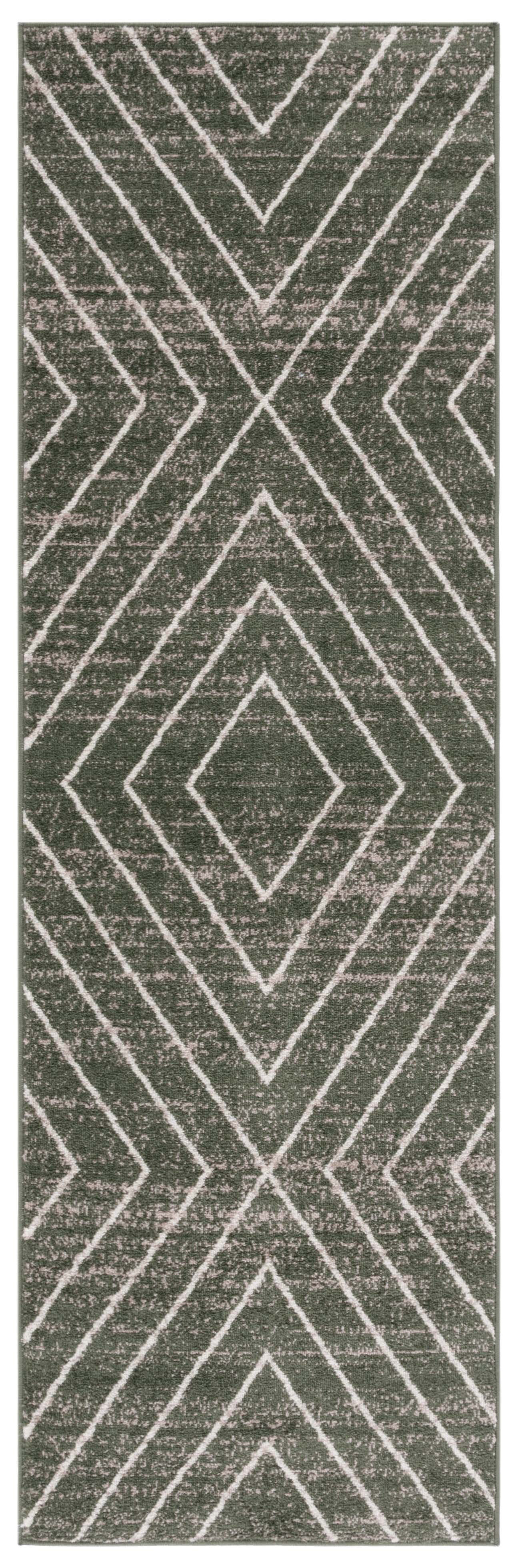 SAFAVIEH Adirondack Evonne Geometric Runner Rug, Dark Green/Ivory, 2'6 ...