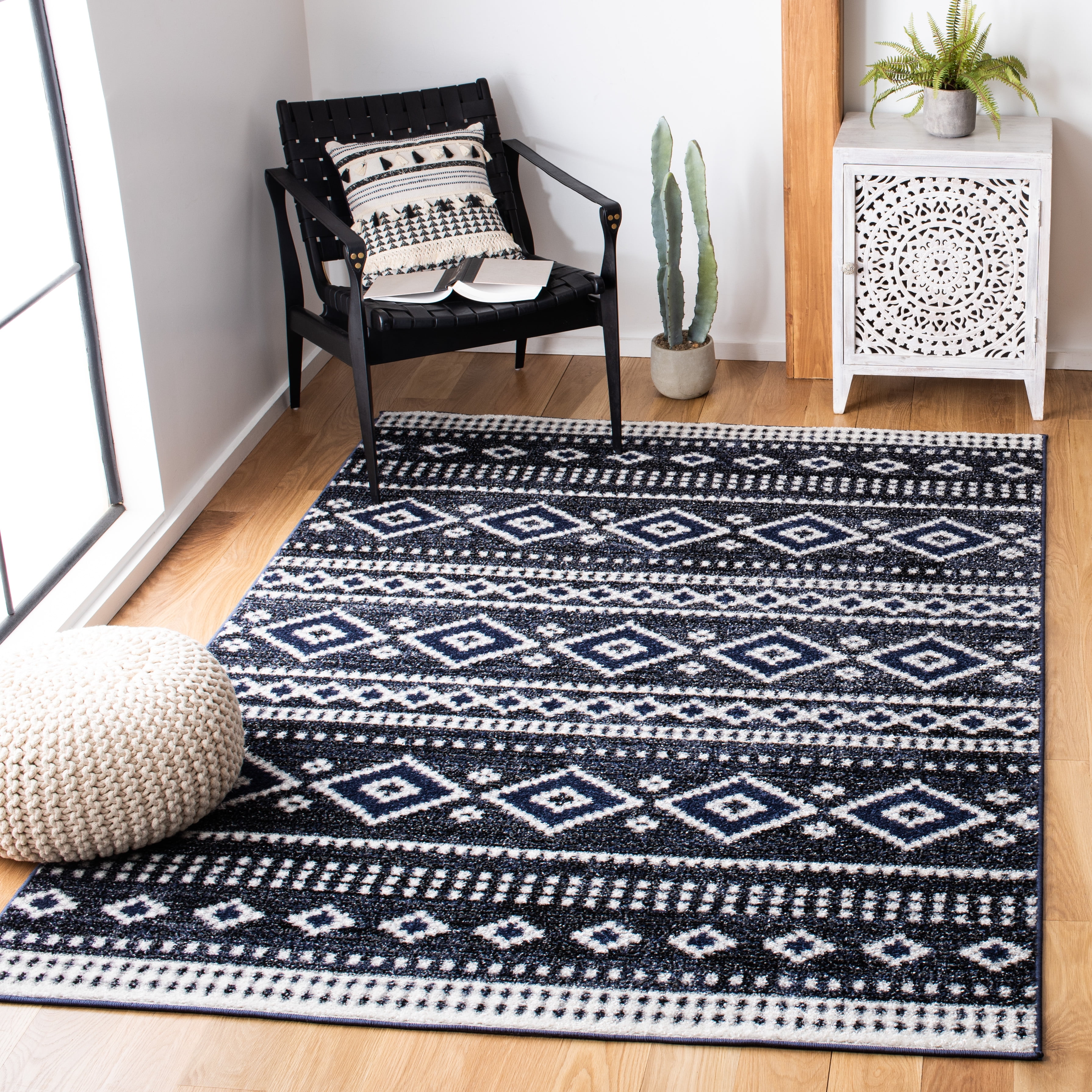 SAFAVIEH Adirondack Jayme Southwest Area Rug, Dark Grey/Ivory, 8' x 10 ...