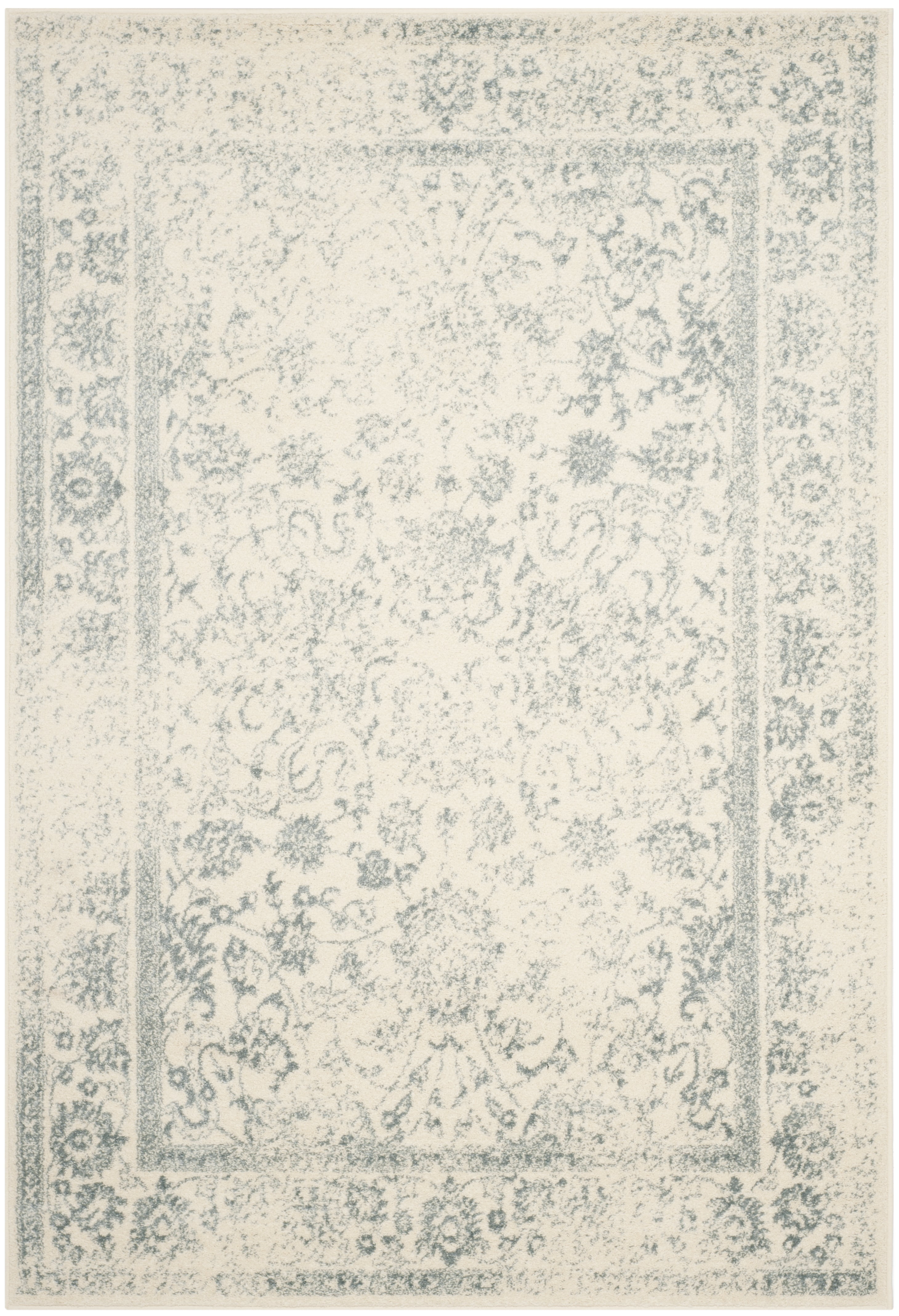 SAFAVIEH Adirondack Wyatt Distressed Area Rug, Ivory/Slate, 6' x 9 ...