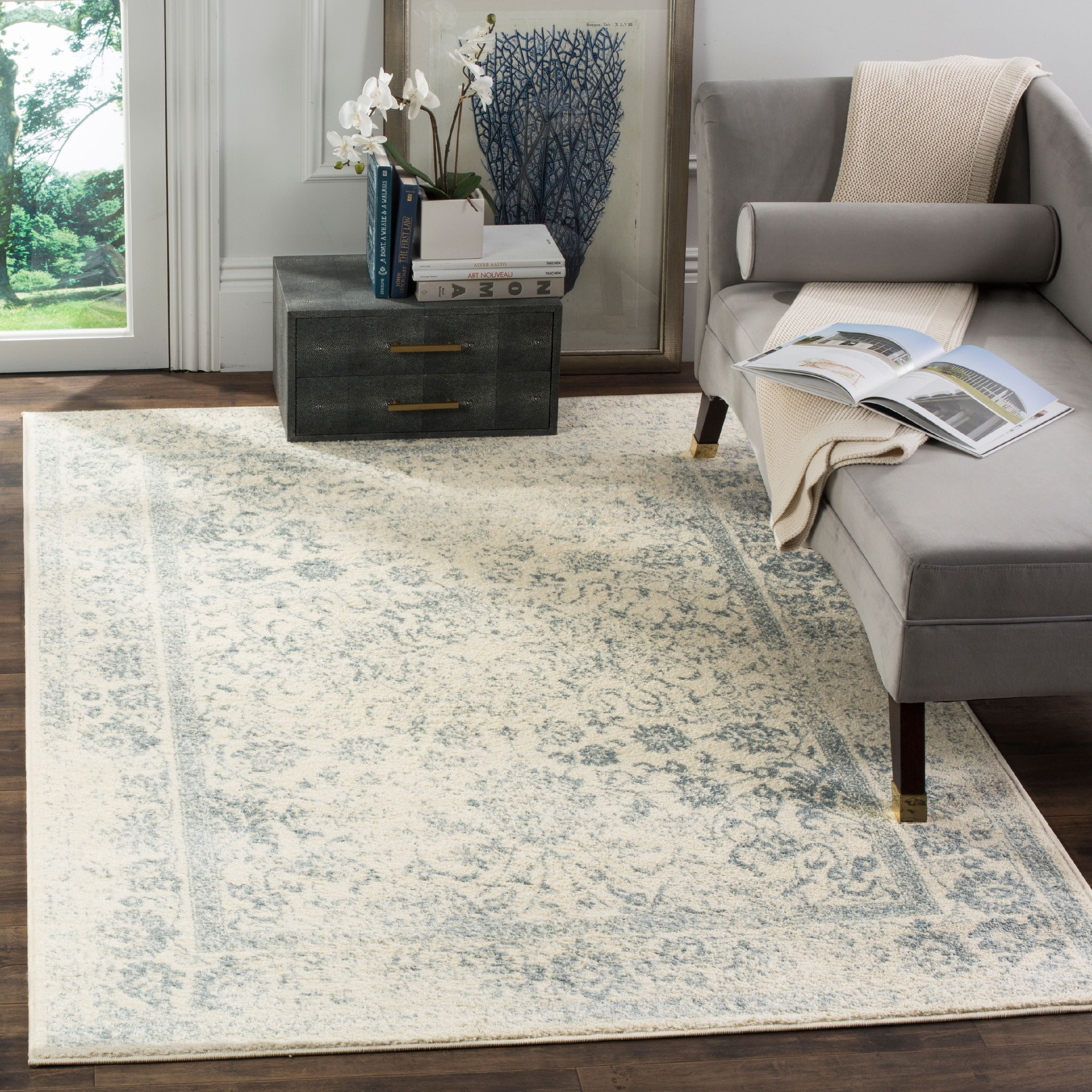 SAFAVIEH Adirondack Wyatt Traditional Area Rug, Ivory/Slate, 2'6" x 4 ...