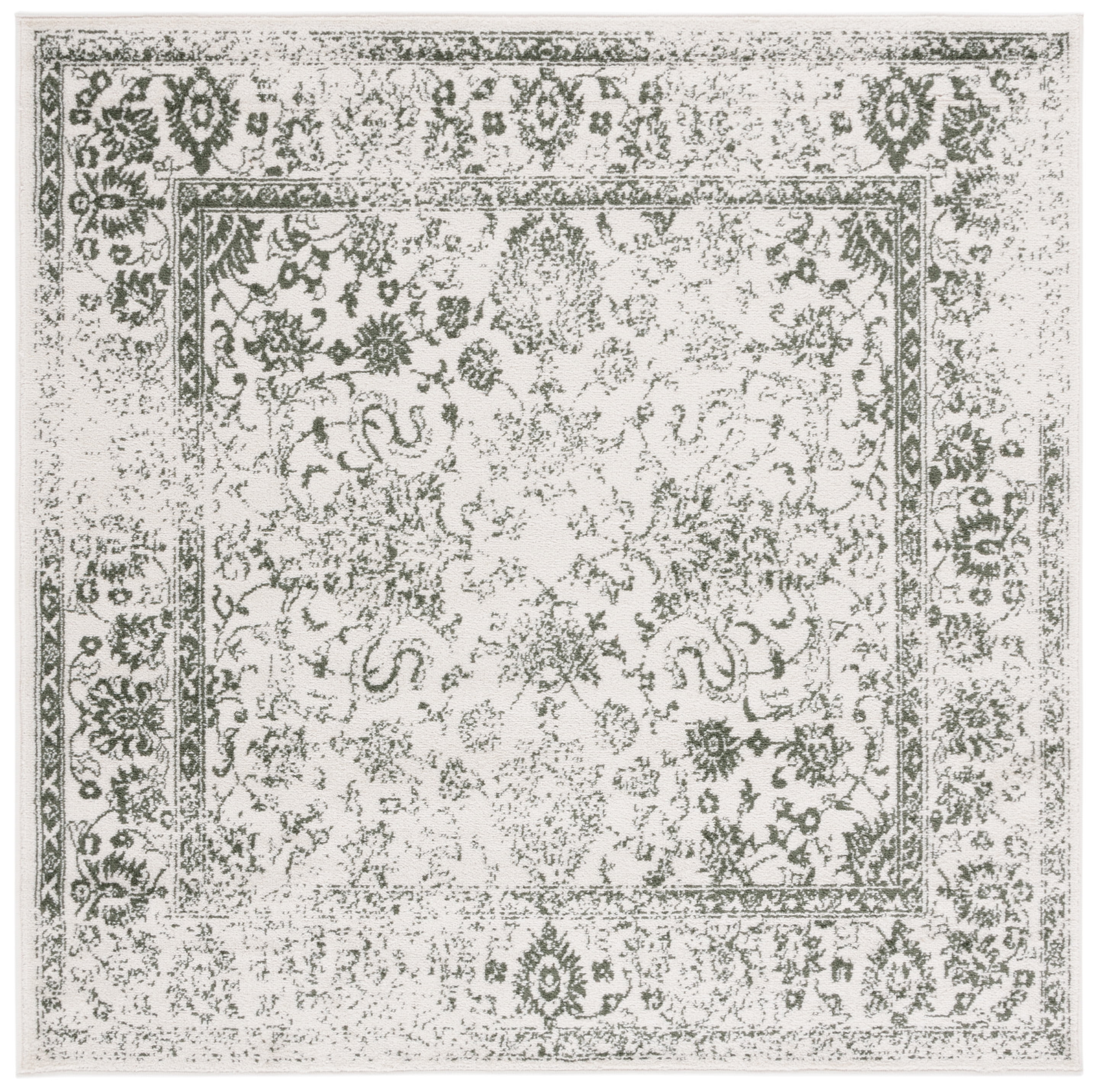 SAFAVIEH Adirondack Wyatt Traditional Distressed Area Rug, Ivory/Dark ...