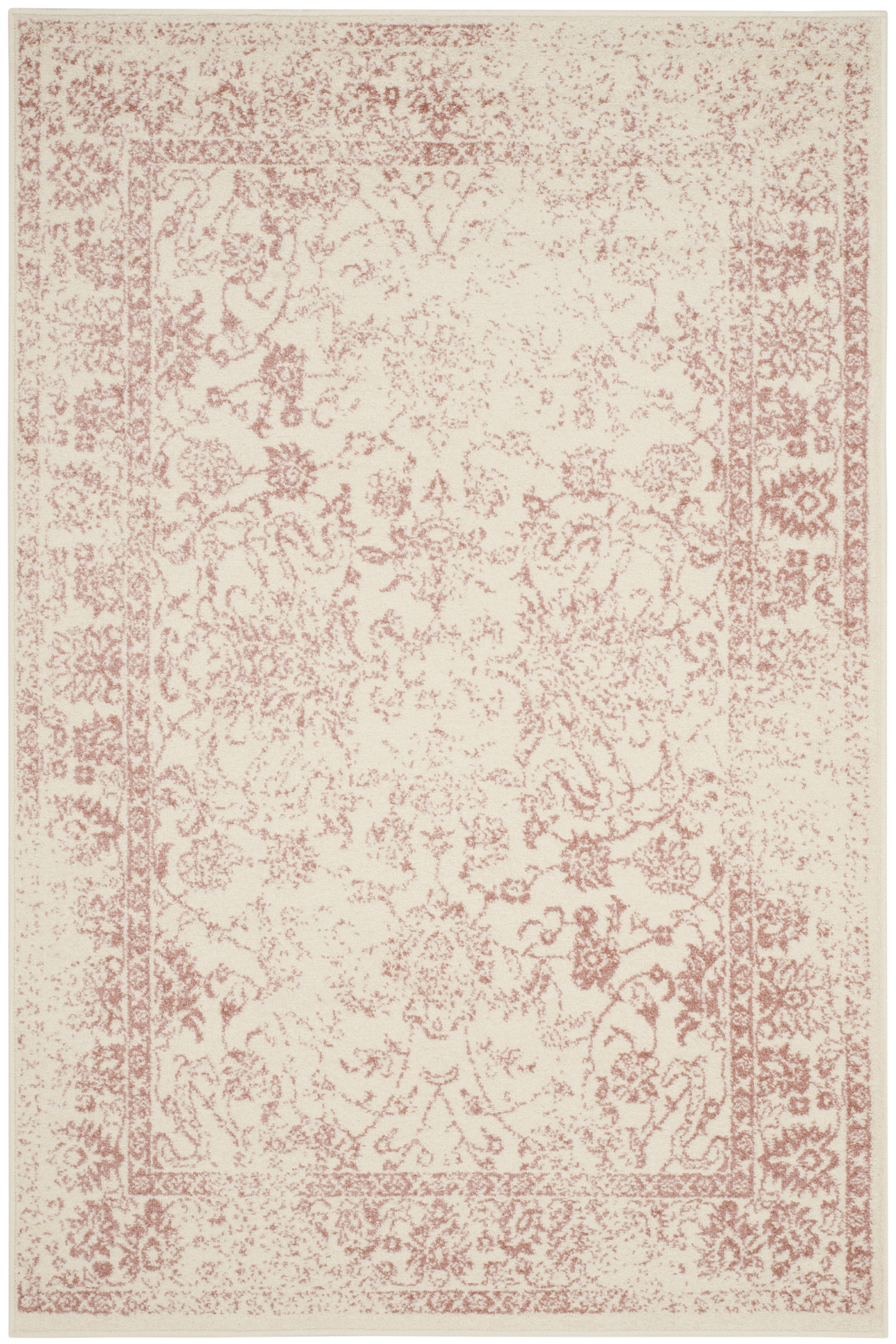 SAFAVIEH Adirondack Wyatt Traditional Distressed Area Rug, Ivory/Rose ...