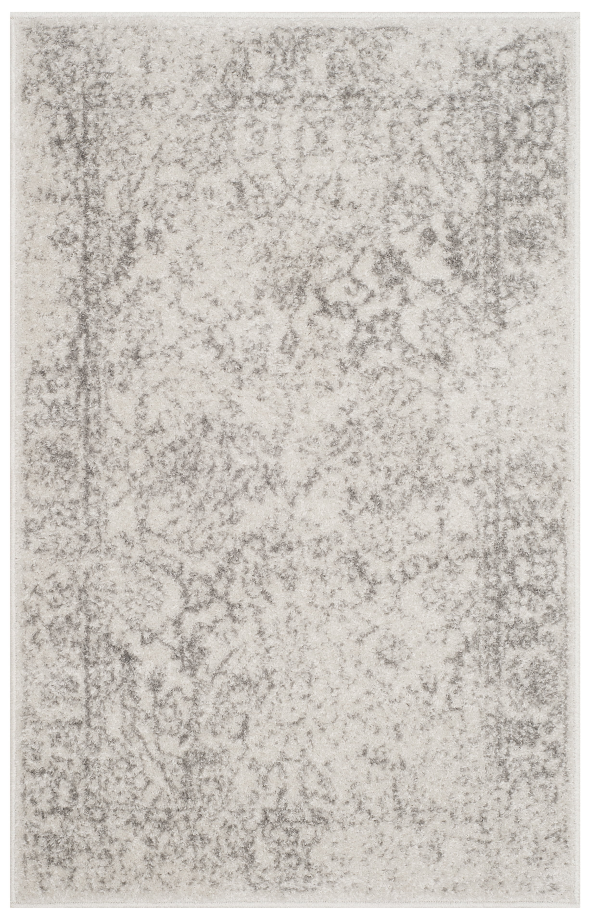 SAFAVIEH Adirondack Wyatt Traditional Distressed Area Rug, Ivory/Silver ...