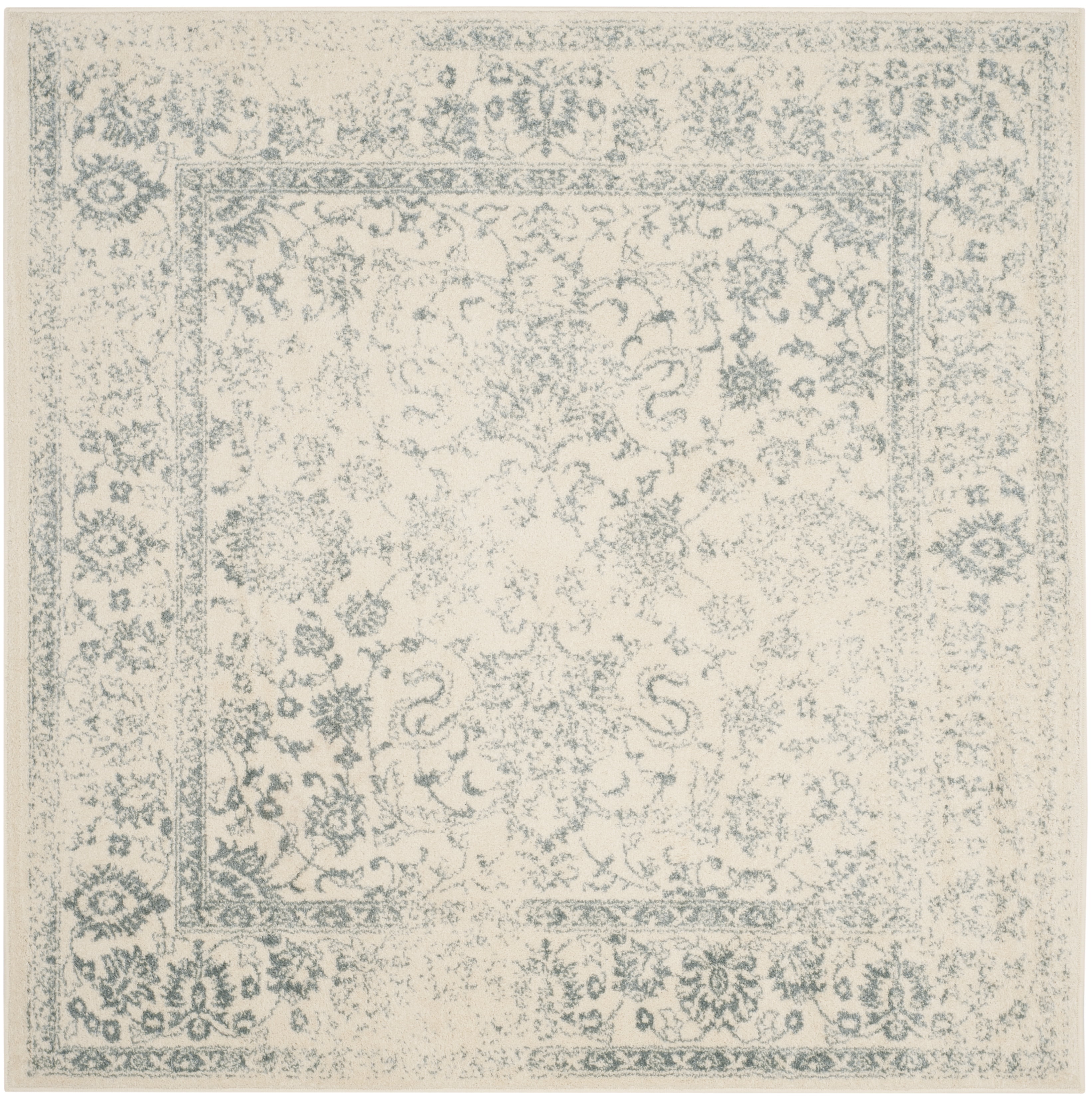 SAFAVIEH Adirondack Wyatt Traditional Distressed Area Rug, Ivory/Slate ...