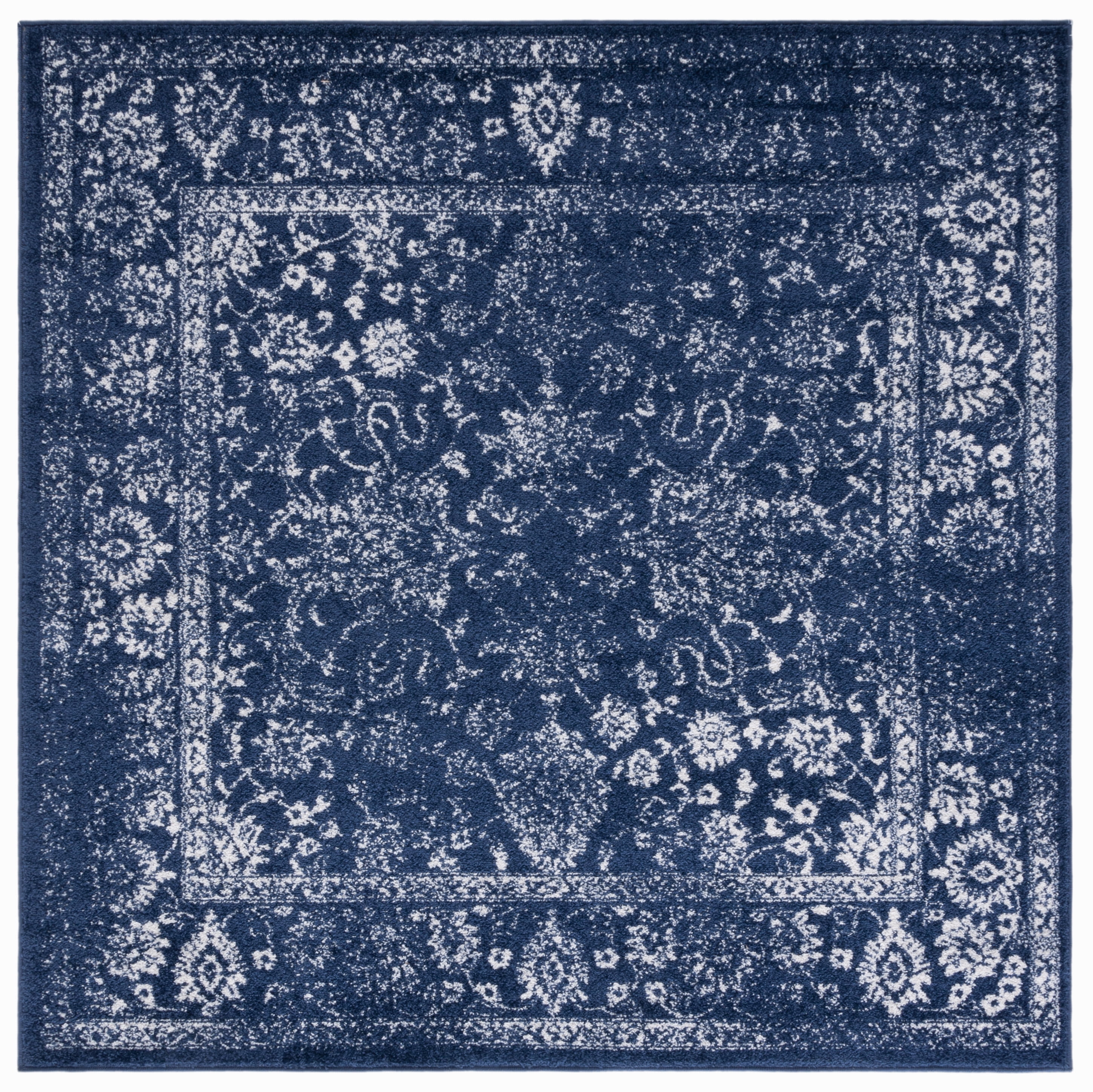 SAFAVIEH Adirondack Wyatt Traditional Distressed Area Rug, Navy/Ivory ...