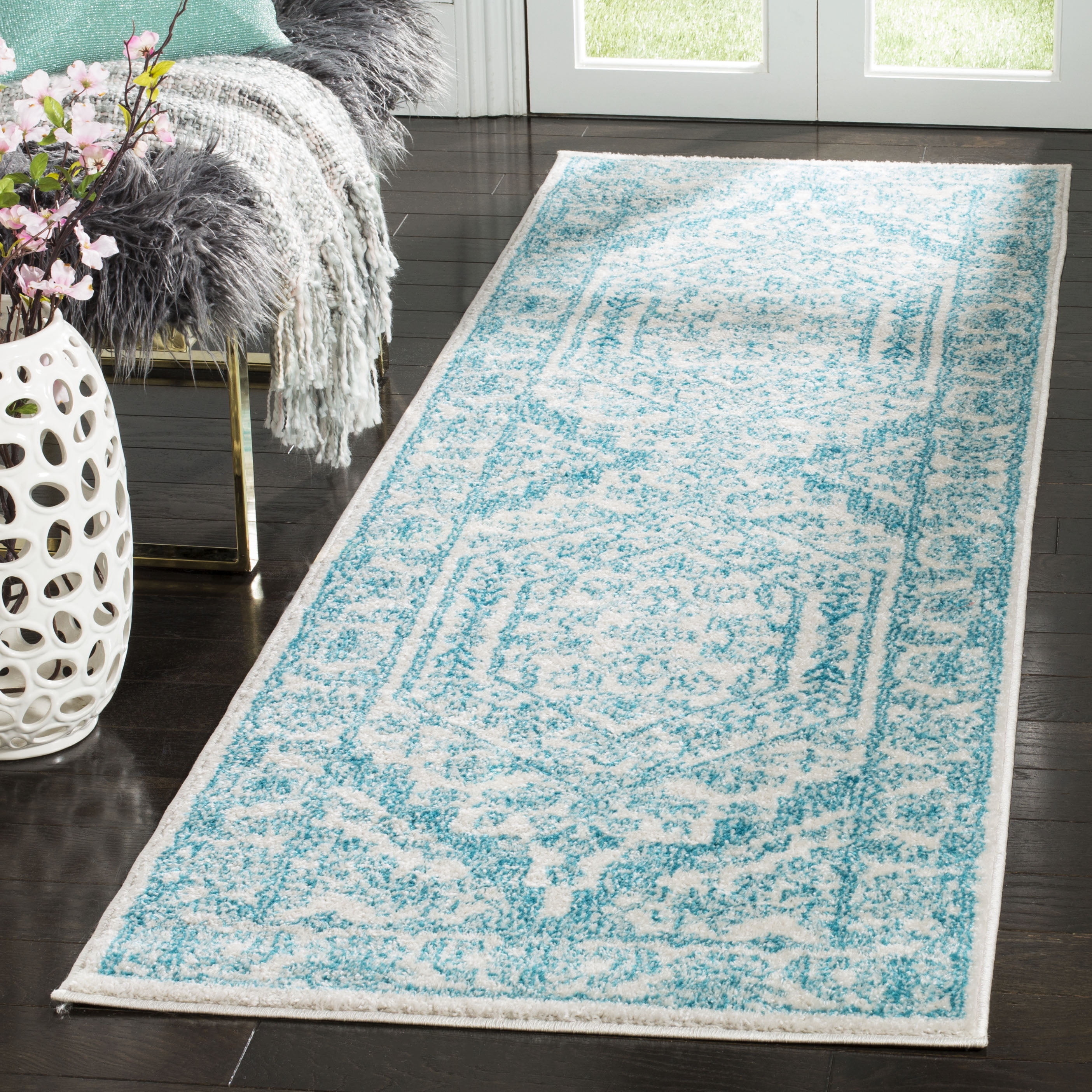 Safavieh Adirondack Xavier Oriental Runner Rug, Ivory/Teal, 2'6