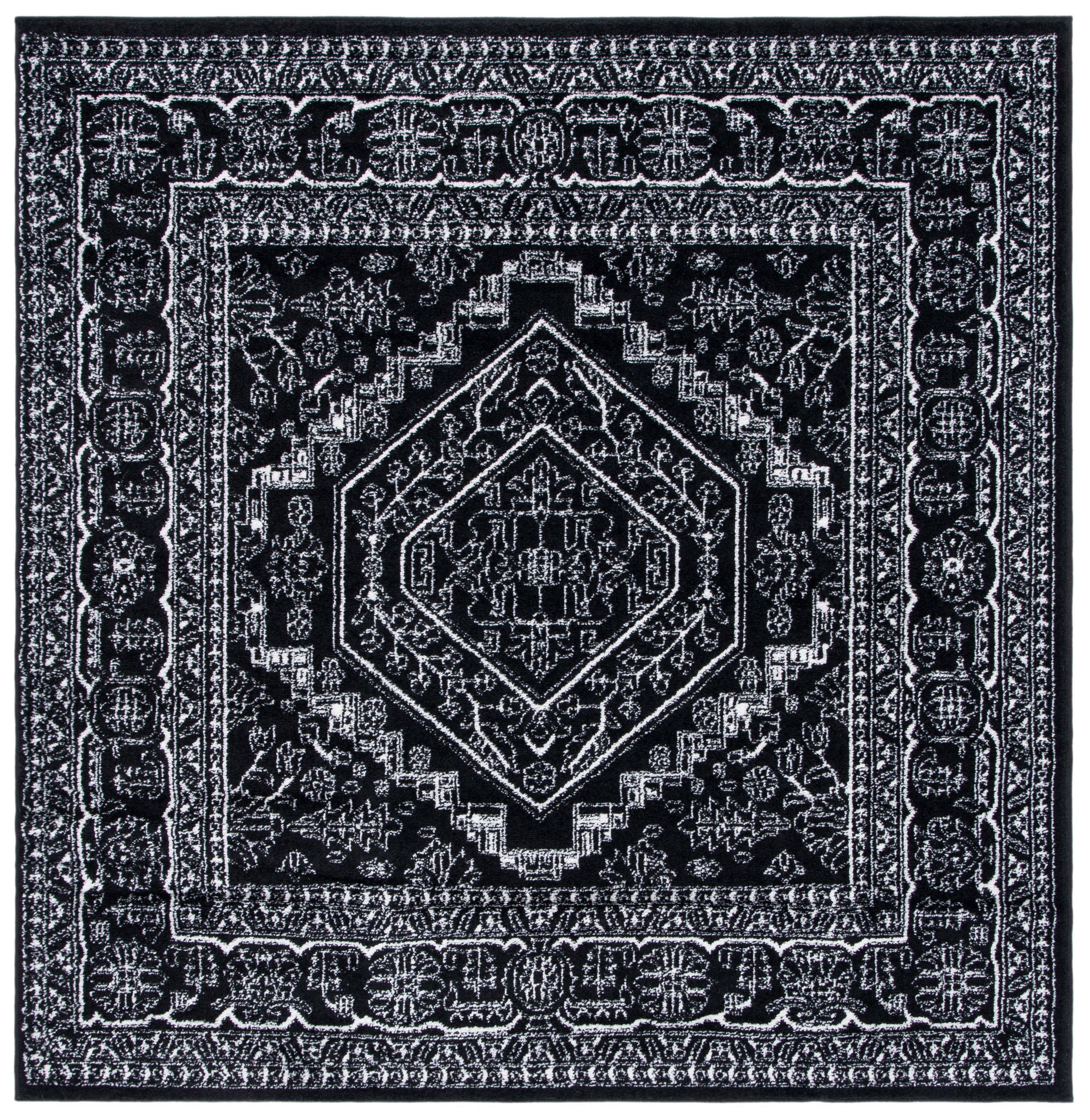 SAFAVIEH Adirondack Xavier Traditional Area Rug, Black/Ivory, 8' x 8 ...