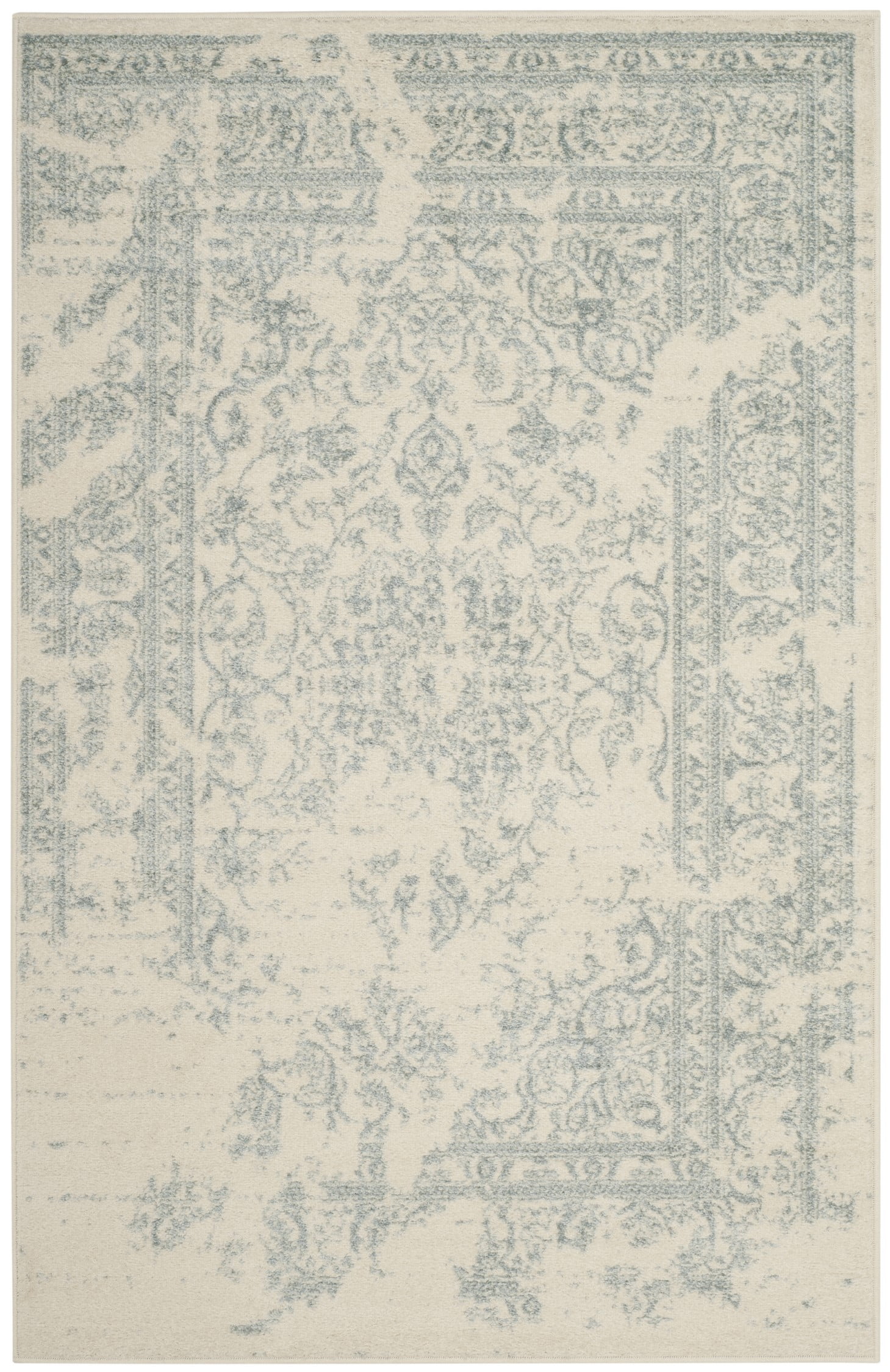 SAFAVIEH Adirondack Zoey Traditional Faded Area Rug, Ivory/Slate, 4' x ...