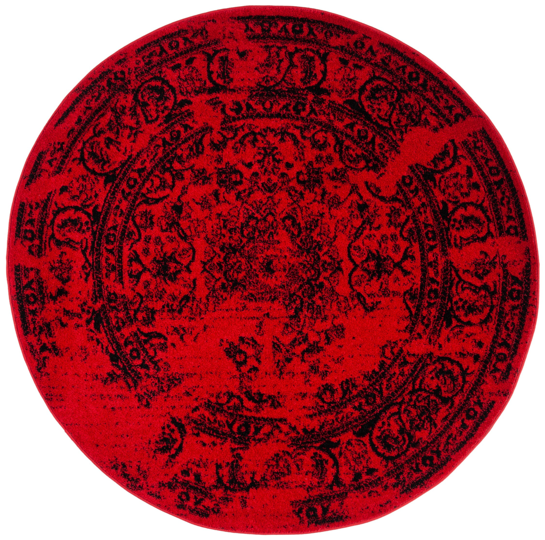 SAFAVIEH Adirondack Zoey Traditional Faded Area Rug, Red/Black, 4' x 4 ...