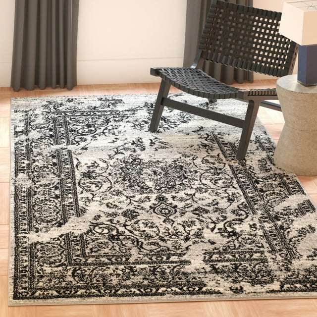 SAFAVIEH Adirondack Zoey Traditional Faded Area Rug, Silver/Black, 11 ...