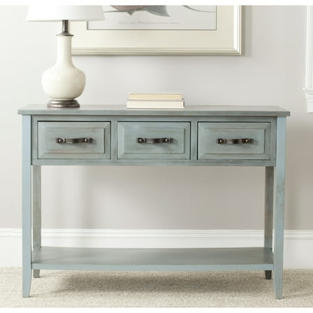 "East at Main Marnie Navy Blue Wood Console Table with Drawer & Shelf ...