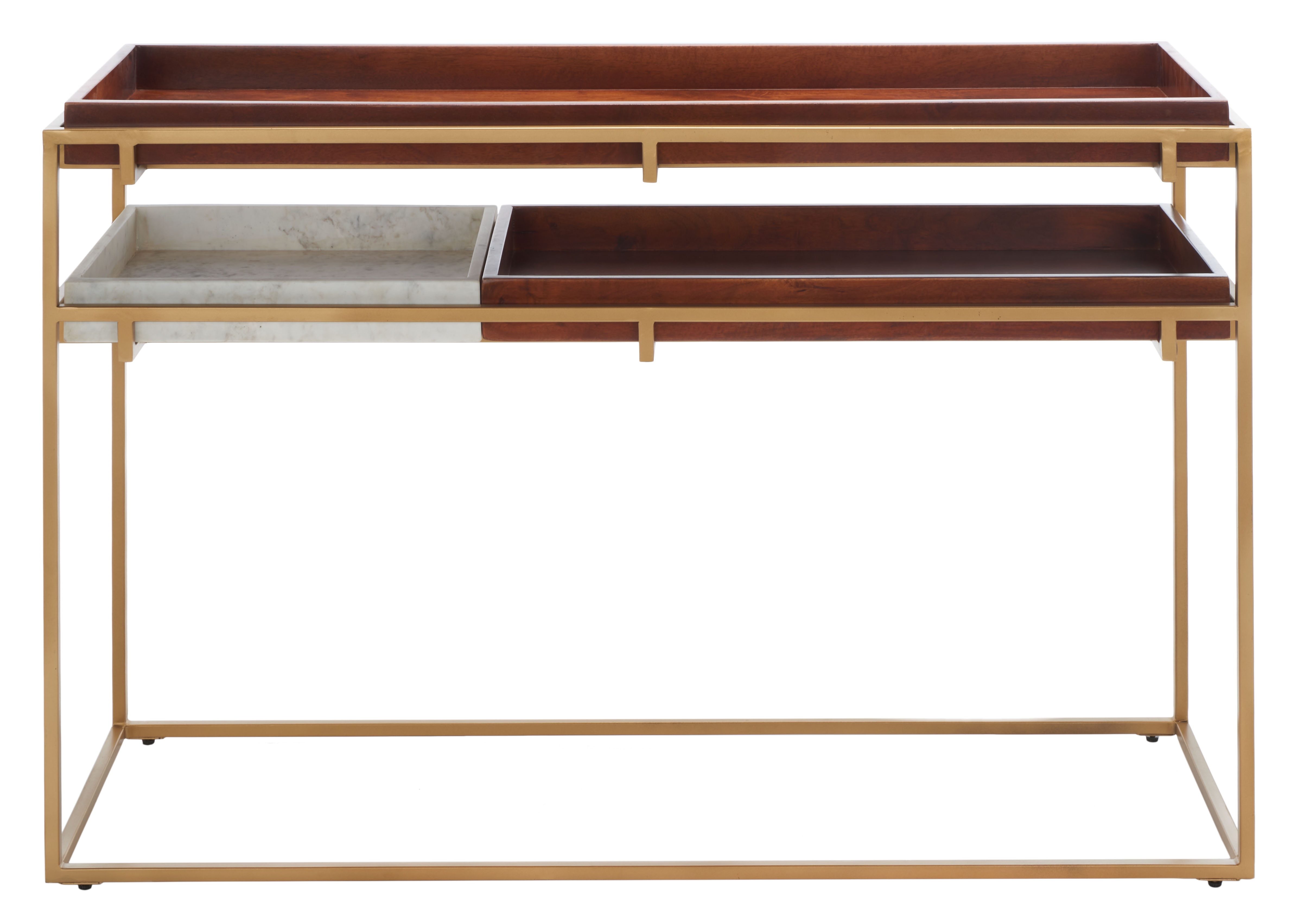 SAFAVIEH Akari Modern Metal Console Table, Brown/White Marble/Gold ...