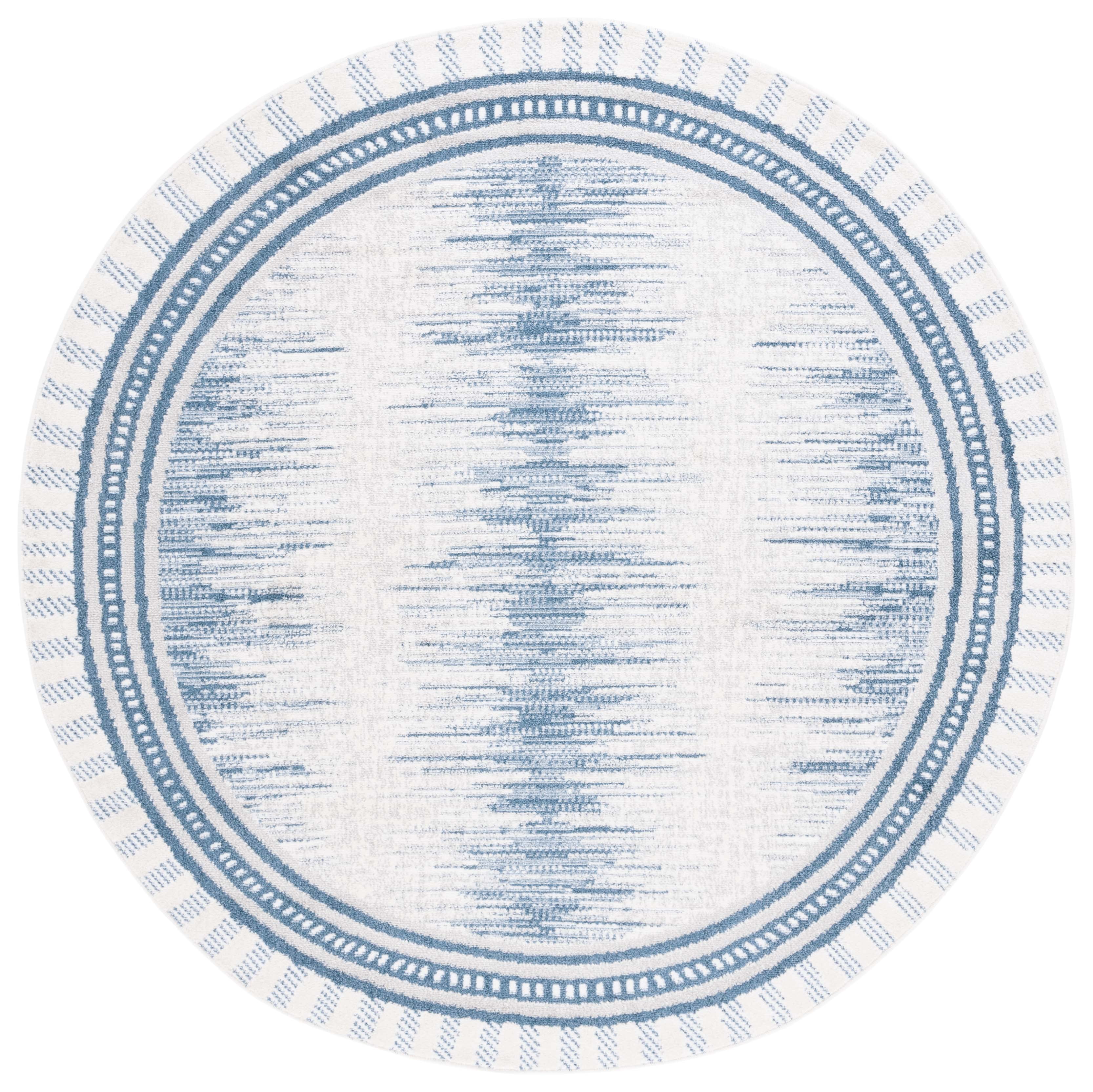 SAFAVIEH Alamo Keila Abstract Area Rug, Grey/Blue, 6'7" x 6'7" Round ...