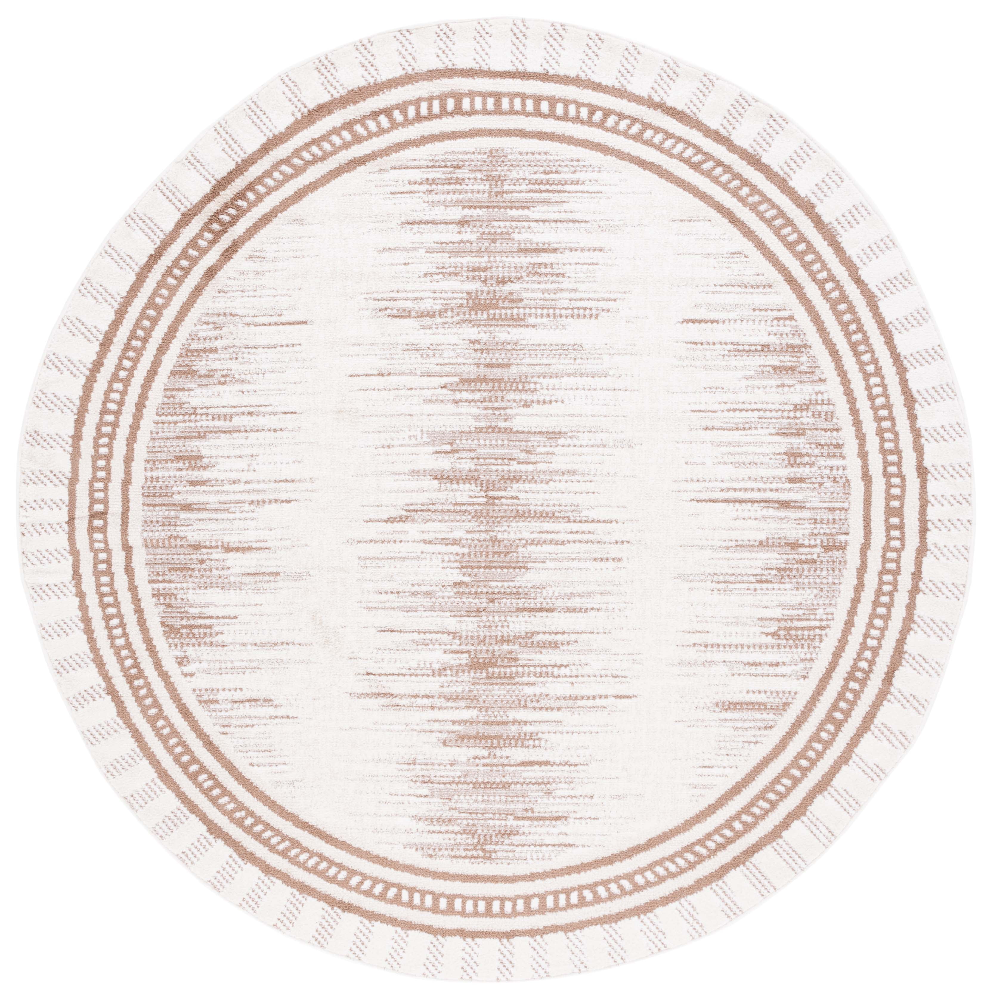SAFAVIEH Alamo Keila Abstract Area Rug, Taupe/Ivory, 6'7" x 6'7" Round ...