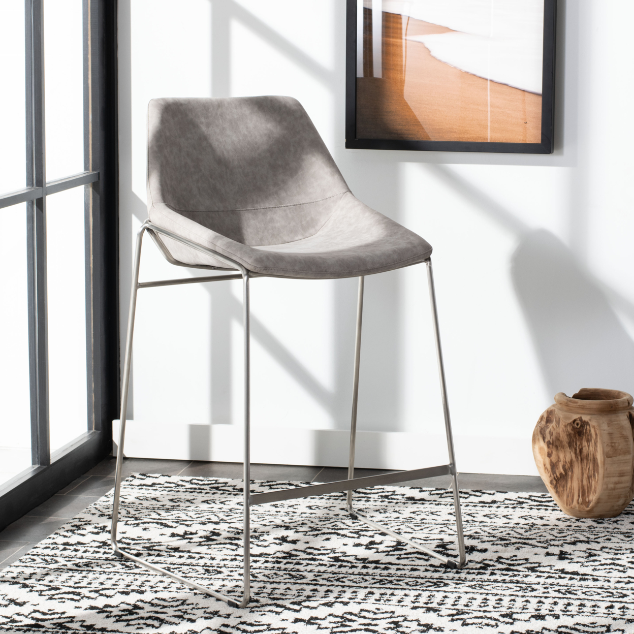 SAFAVIEH Alexis Solid Mid-Century Counter Stool, Stone Grey - Walmart.com