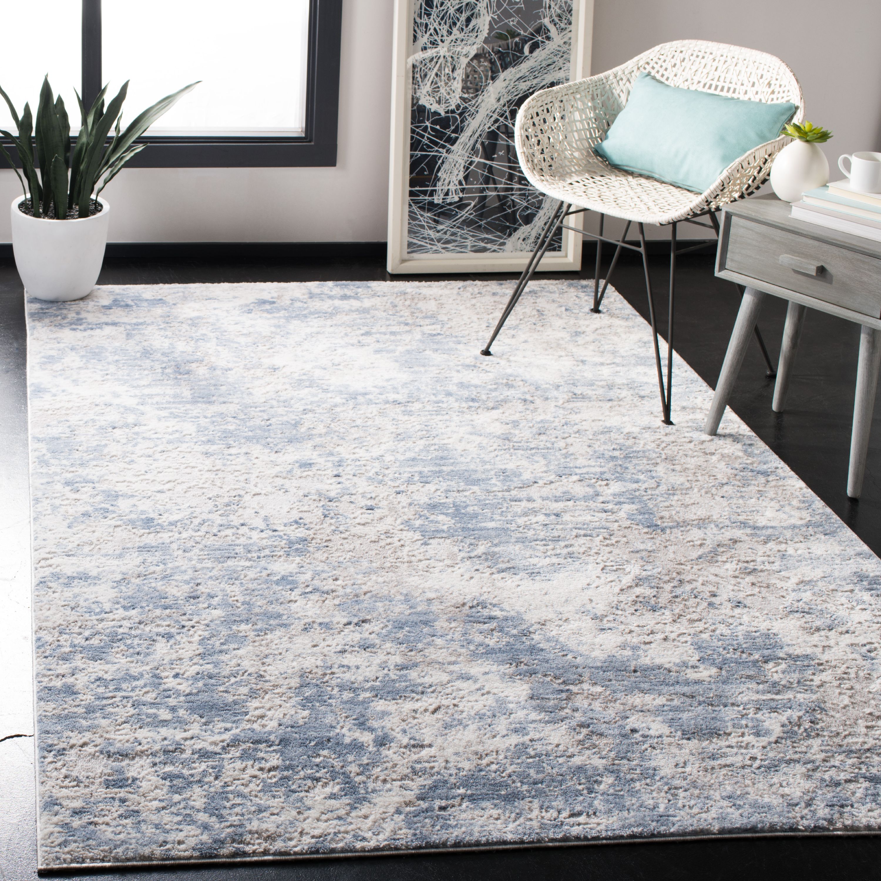 SAFAVIEH Aston Georgiana Abstract Distressed Area Rug, Navy/Grey, 5'3 ...