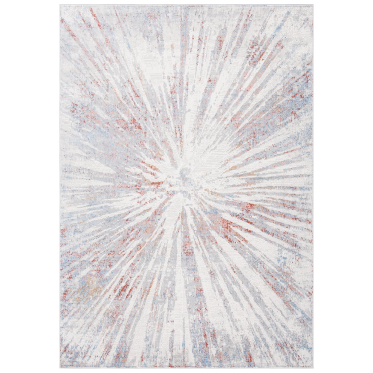SAFAVIEH Amelia Caelie Abstract Sunburst Area Rug, Grey/Rust, 4'5" x 6 ...