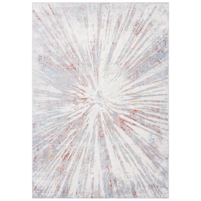 SAFAVIEH Amelia Caelie Abstract Sunburst Area Rug, Grey/Rust, 4'5" x 6 ...