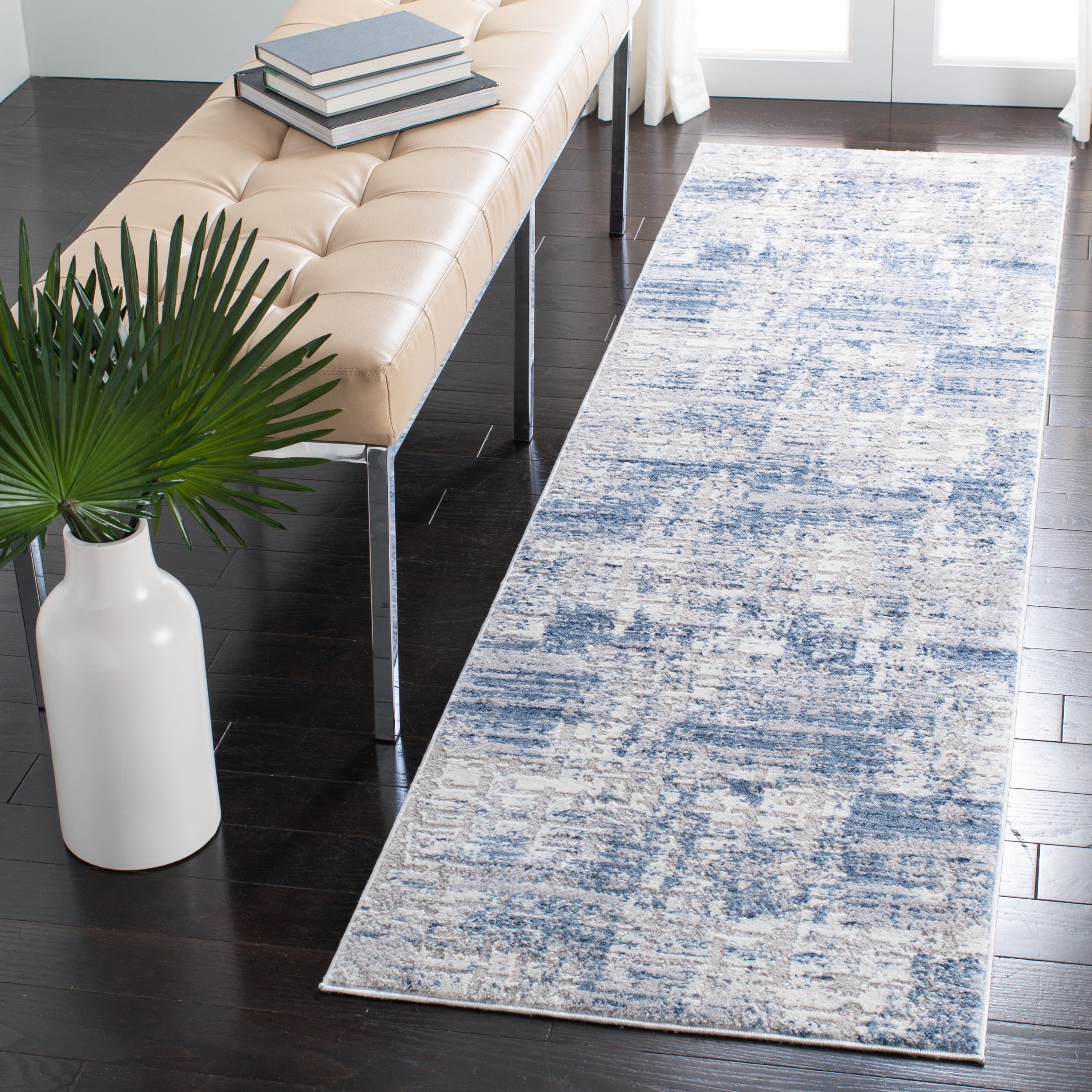 SAFAVIEH Amelia Carrie Abstract Runner Rug, Blue/Gray, 2'2" x 6 ...