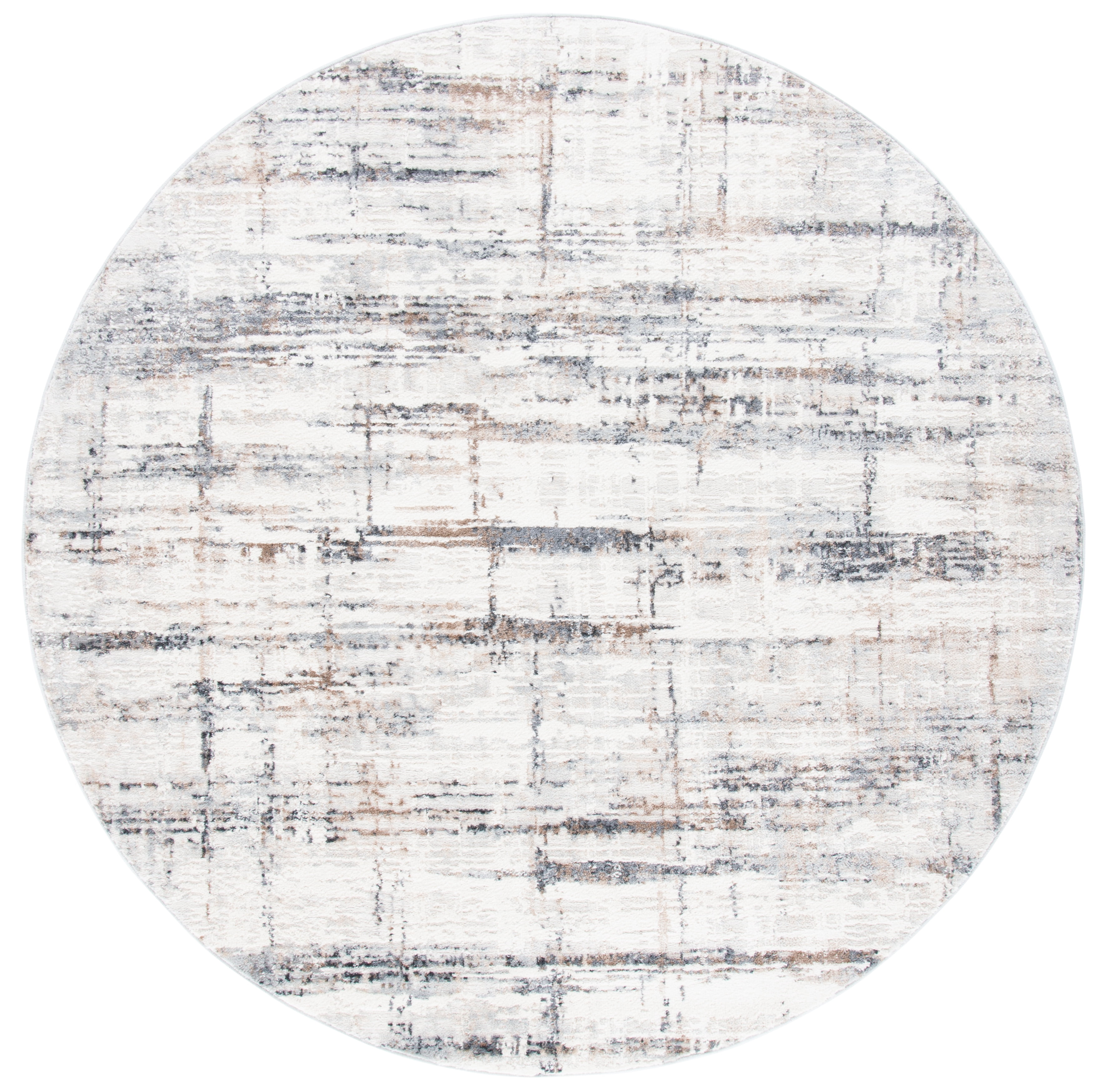 SAFAVIEH Amelia Doncho Abstract Area Rug, Grey/Gold, 6'7" x 6'7" Round ...
