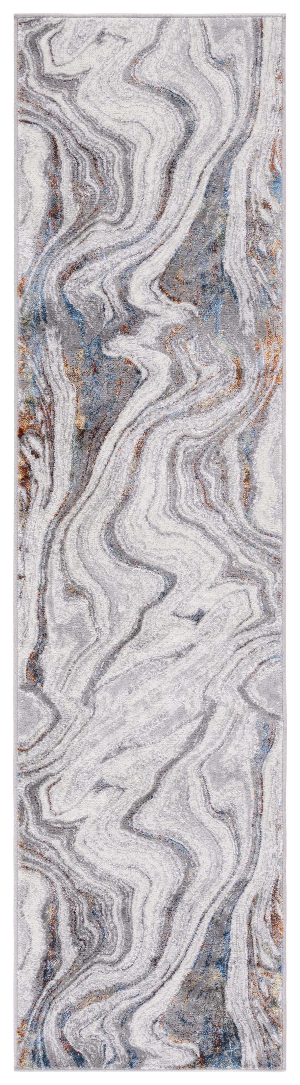 SAFAVIEH Amelia Jerrod Abstract Runner Rug, Grey/Blue Gold, 2' x 8 ...
