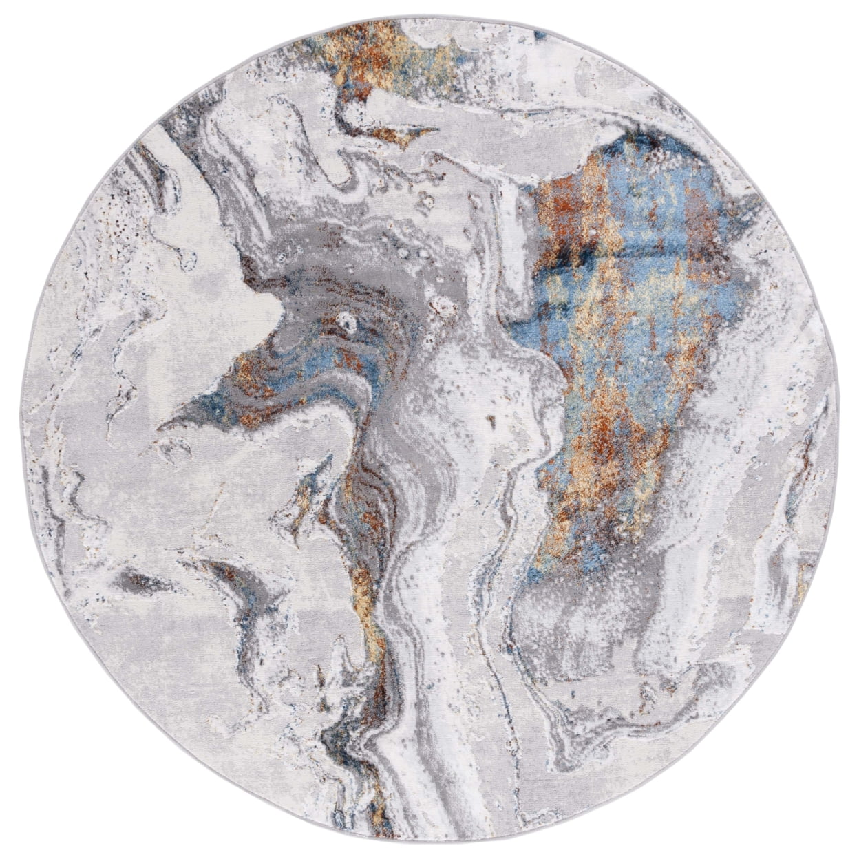 SAFAVIEH Amelia Morven Abstract Area Rug, Grey/Blue Gold, 6'7" x 6'7 ...