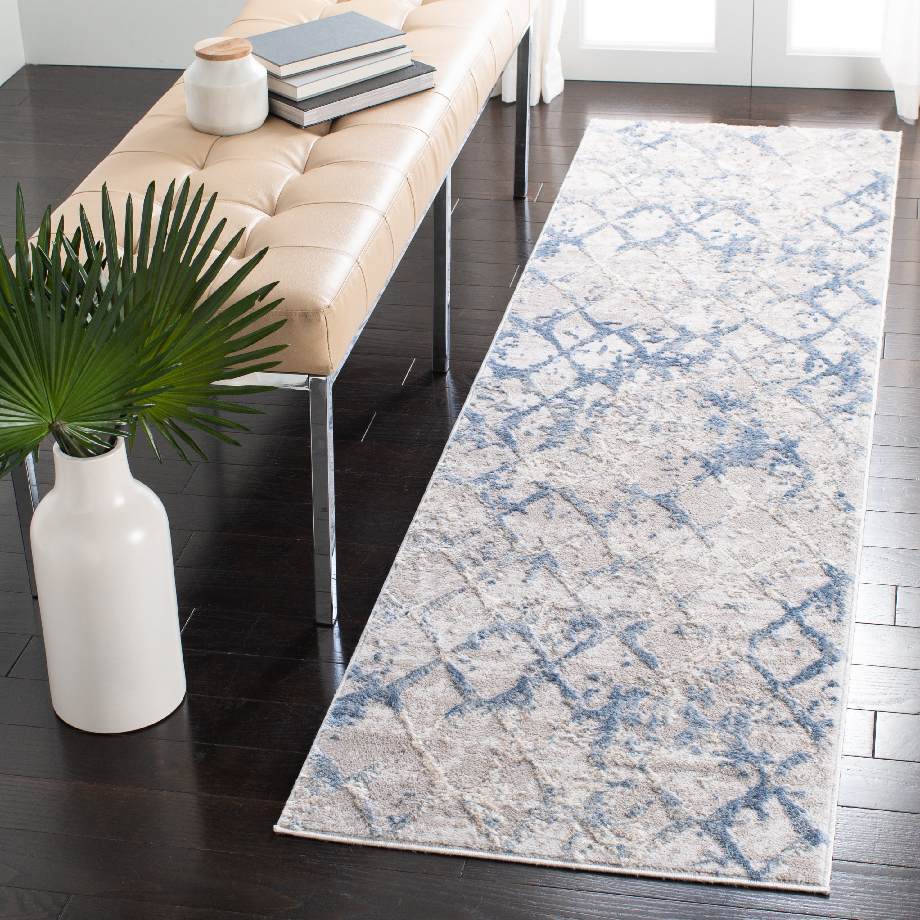 SAFAVIEH Amelia Roslyn Abstract Runner Rug, Light Gray/Blue, 2'2" x 10 ...