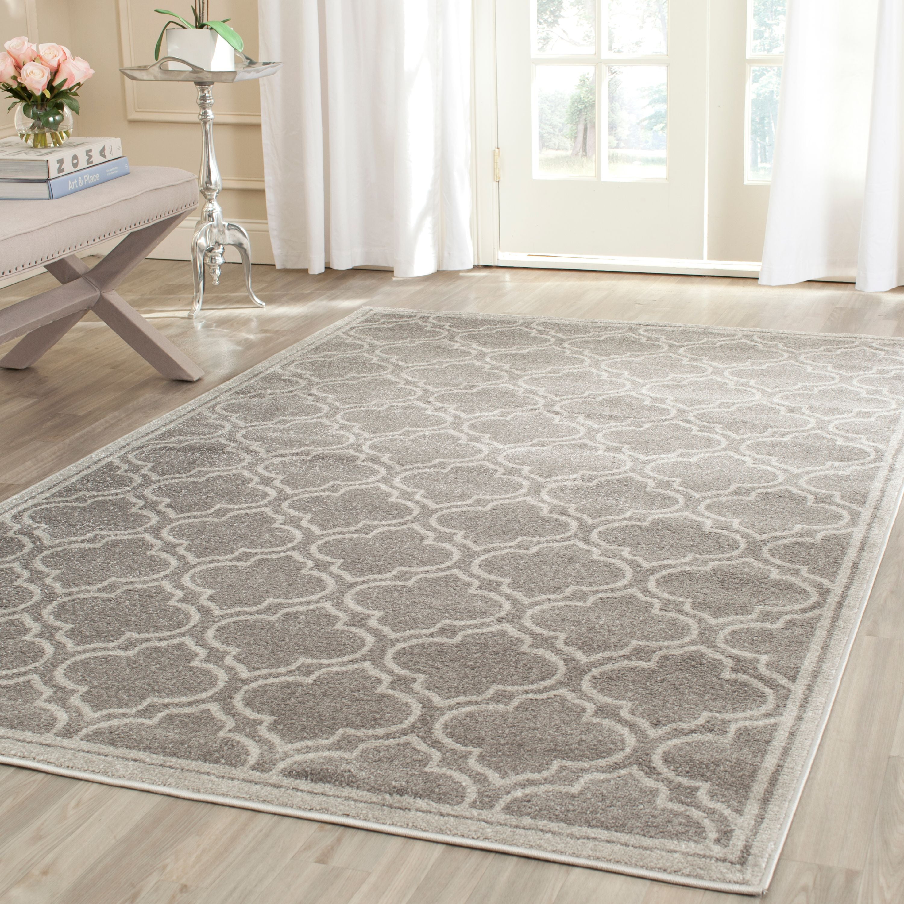 SAFAVIEH Amherst Mason Geometric Area Rug, Light Grey/Ivory, 10' x 14 ...