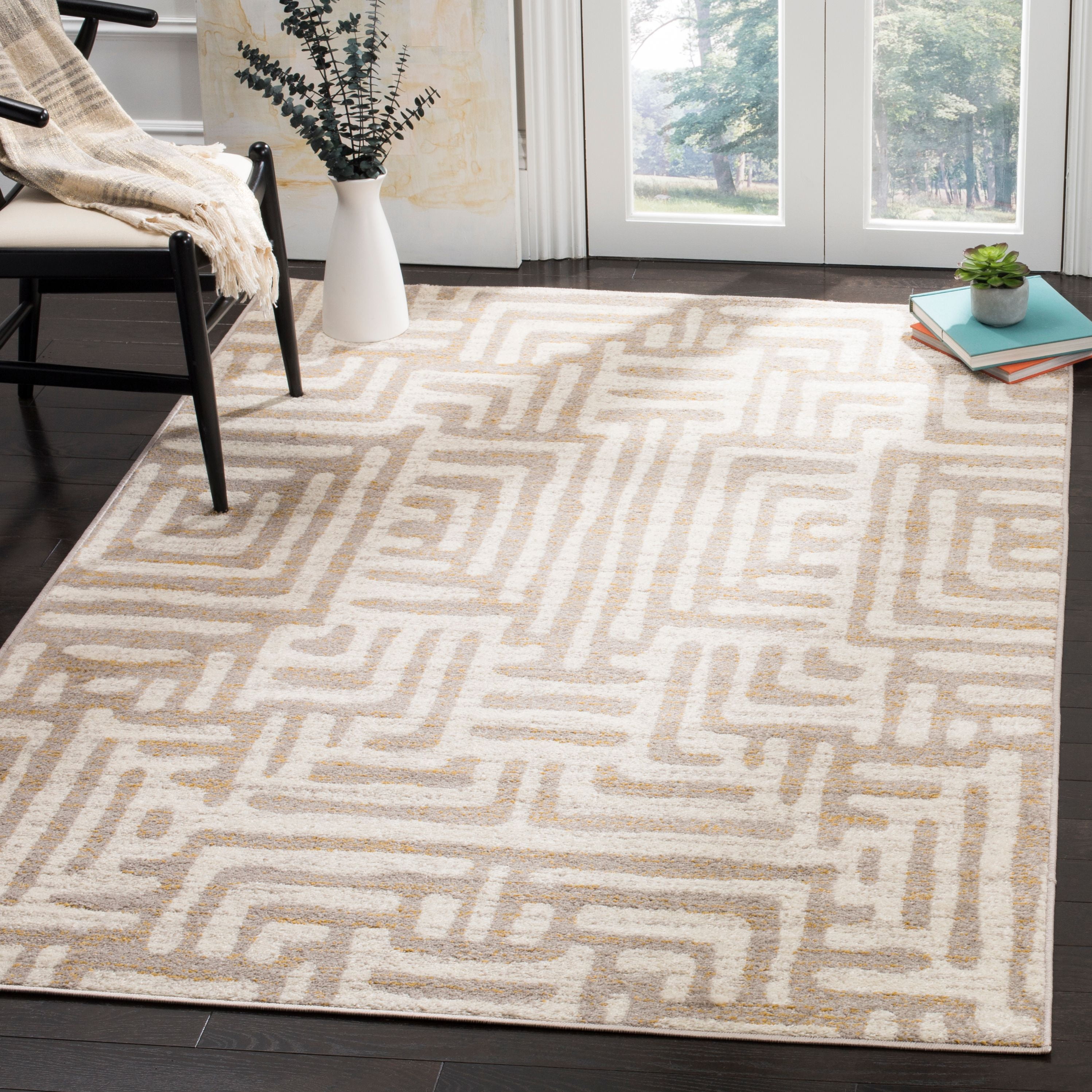SAFAVIEH Amsterdam Collection AMS106A Ivory / Mauve Rug - Walmart.com