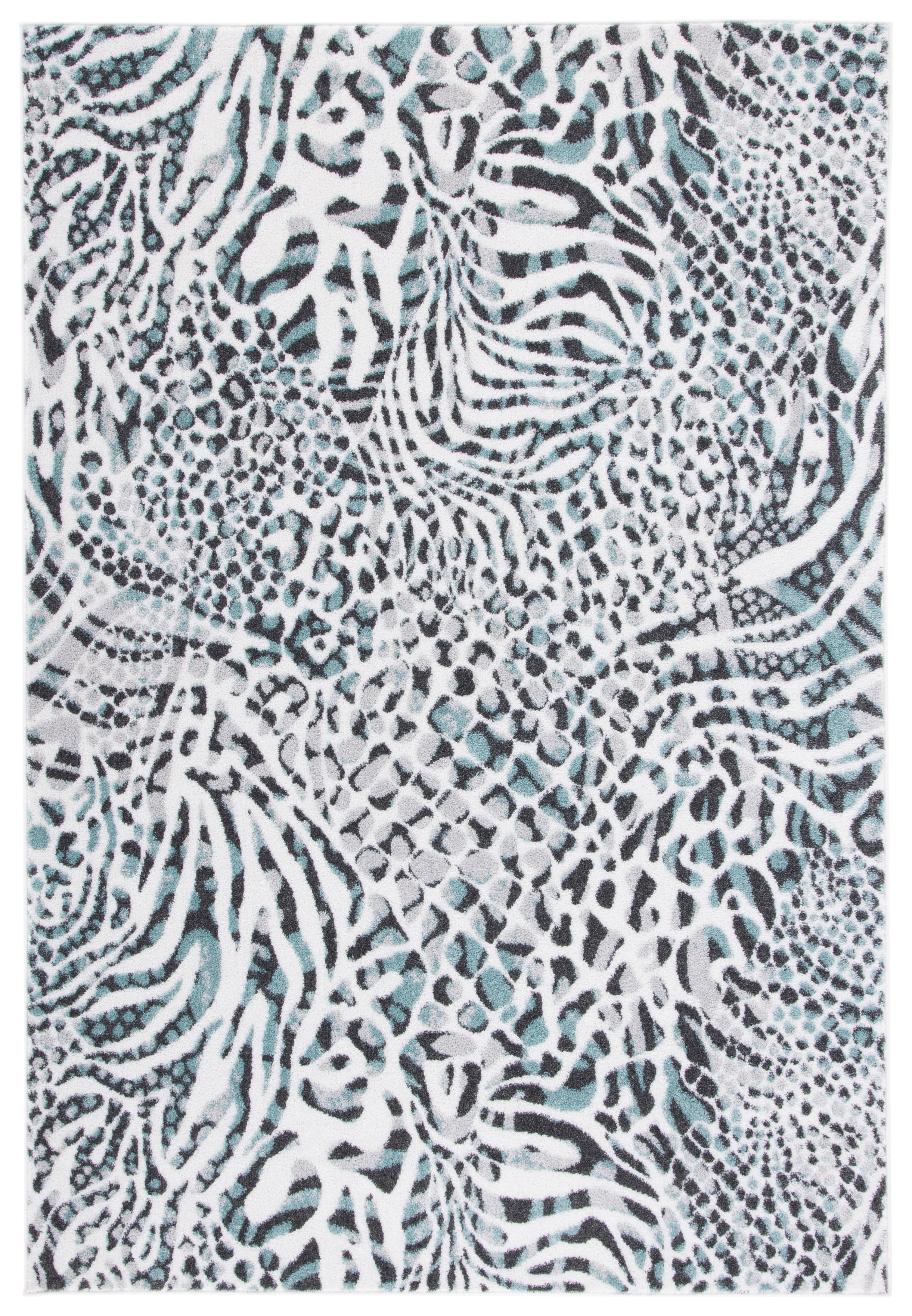 SAFAVIEH Amsterdam Ruby Animal Area Rug, Ivory/Teal, 8' x 10' - Walmart.com