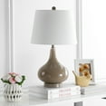 SAFAVIEH Amy 24 in. Taupe Glass Table Lamp with Off-White Cotton Shade ...