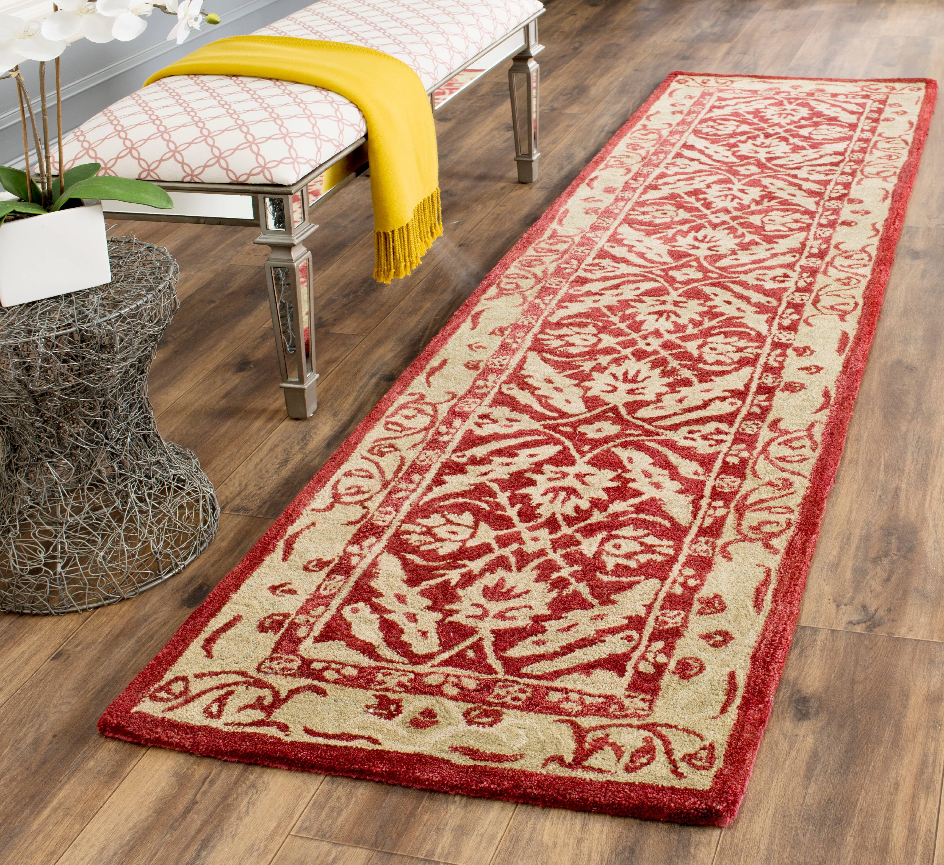 SAFAVIEH Anatolia Lysette Floral Runner Rug, Red/Ivory, 2'3" x 8 ...