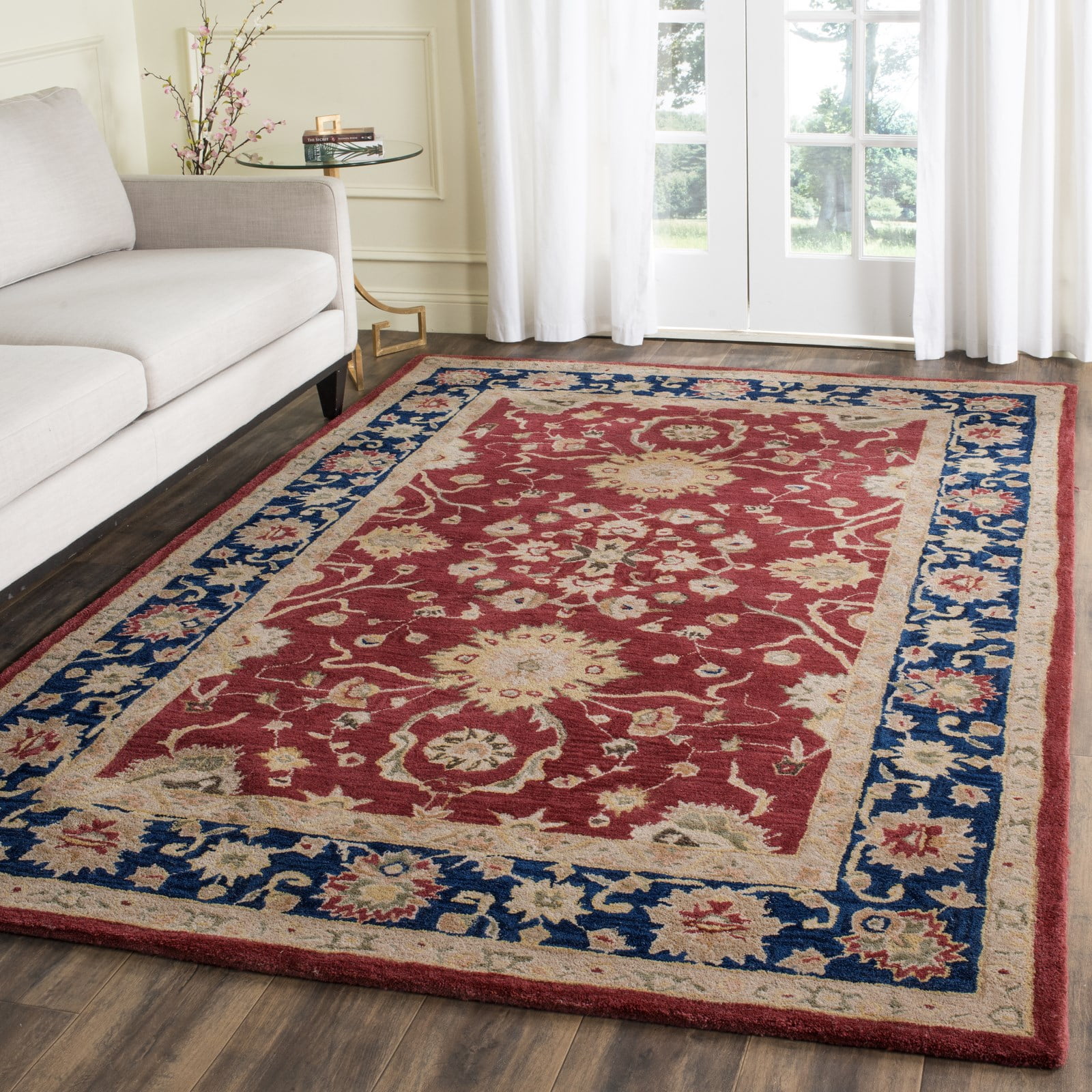 SAFAVIEH Anatolia Nathan Traditional Wool Area Rug, Red/Navy, 6' x 9 ...