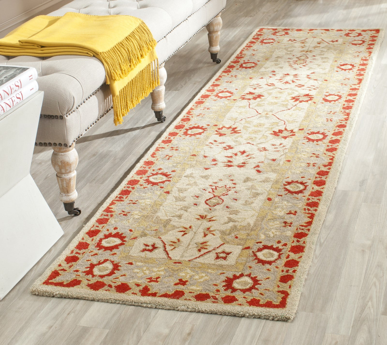 SAFAVIEH Anatolia Samson Floral Runner Rug, Ivory/Light Green, 2'3" x 8 ...