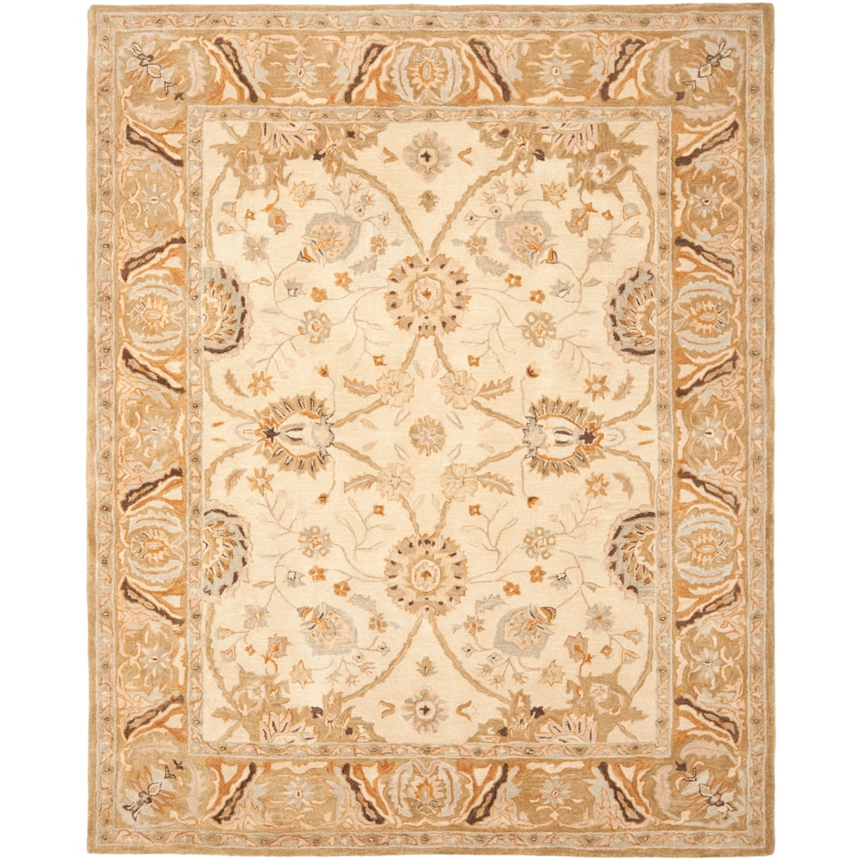 SAFAVIEH Anatolia Sharon Floral Area Rug, Silver/Light Brown, 9' x 12 ...