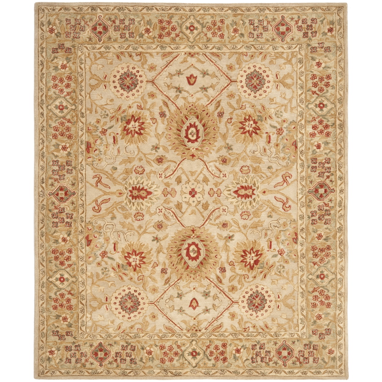 SAFAVIEH Anatolia Trinity Floral Wool Area Rug, Grey Beige/Sage, 8' x ...