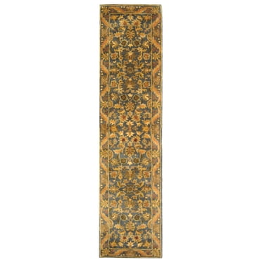 SAFAVIEH Tuscany Cory Floral Bordered Wool Runner Rug, Brown/Light Blue ...