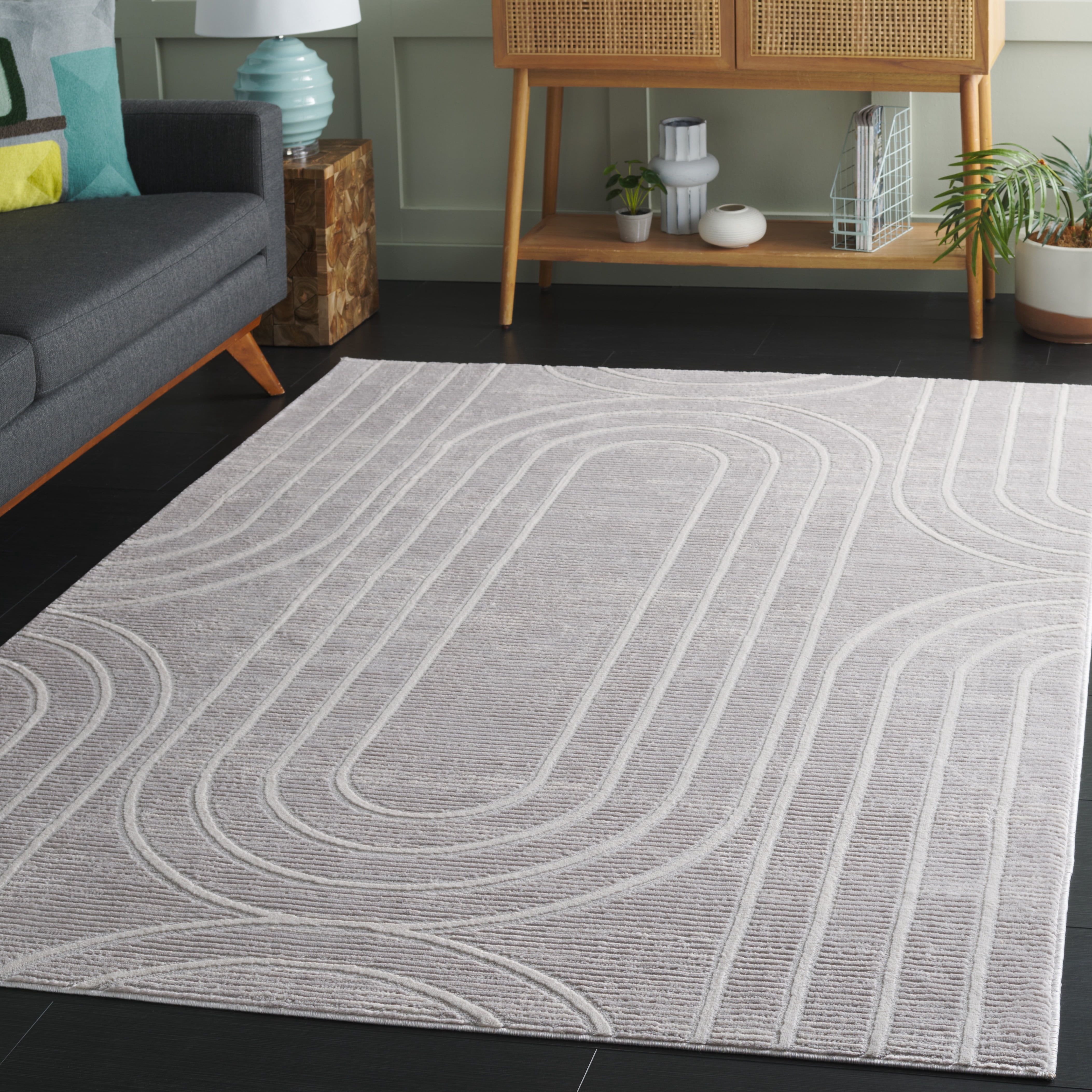 SAFAVIEH Archway Quincy Geometric Area Rug, Gray/Light Gray, 4' x 6 ...