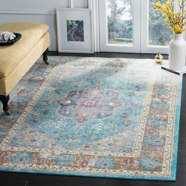 SAFAVIEH Aria Rosalin Traditional Area Rug, Blue/Cream, 4' x 6 ...