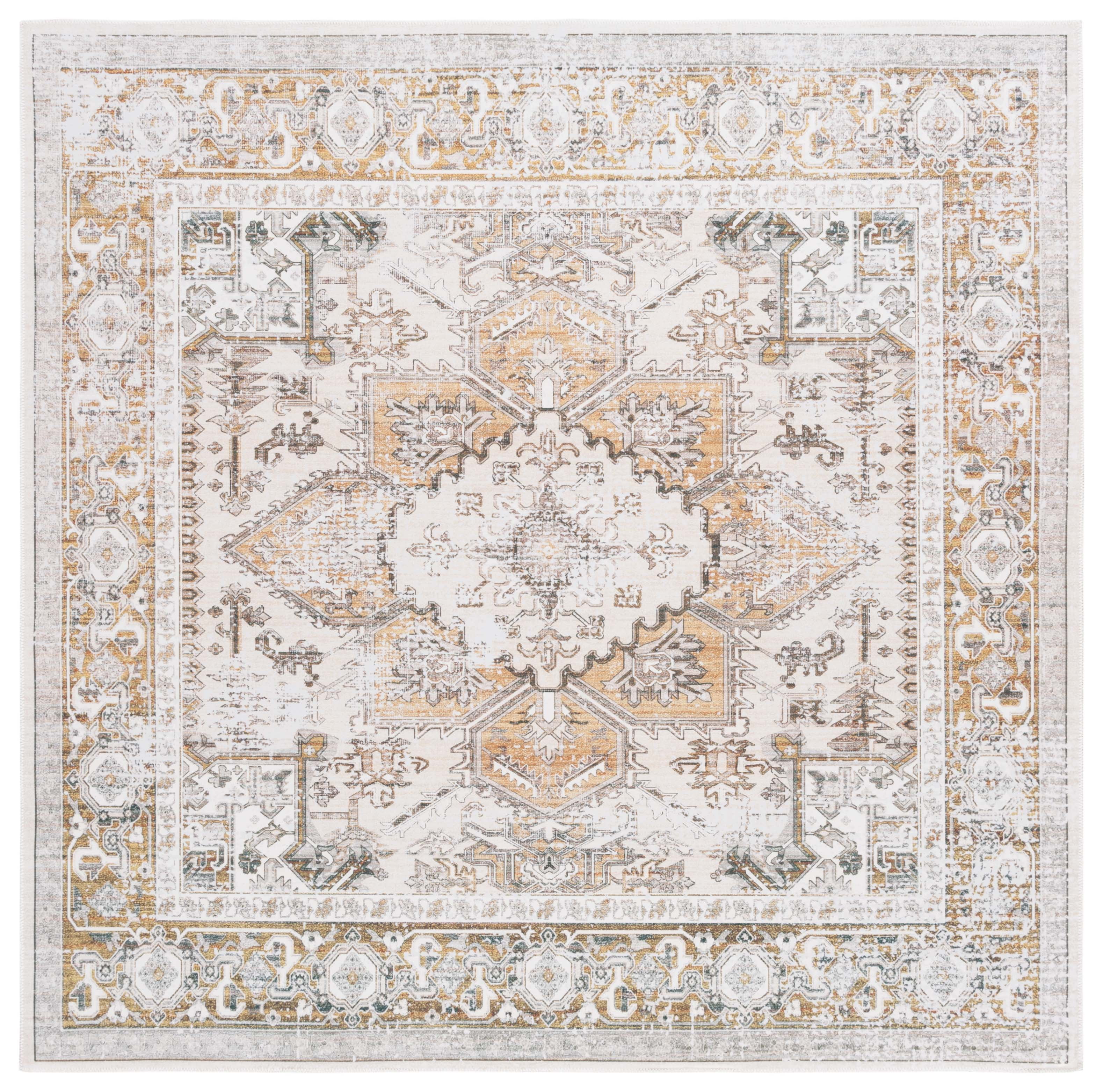 SAFAVIEH Arizona Lucius Oriental Machine Washable Area Rug, Beige/Gold ...