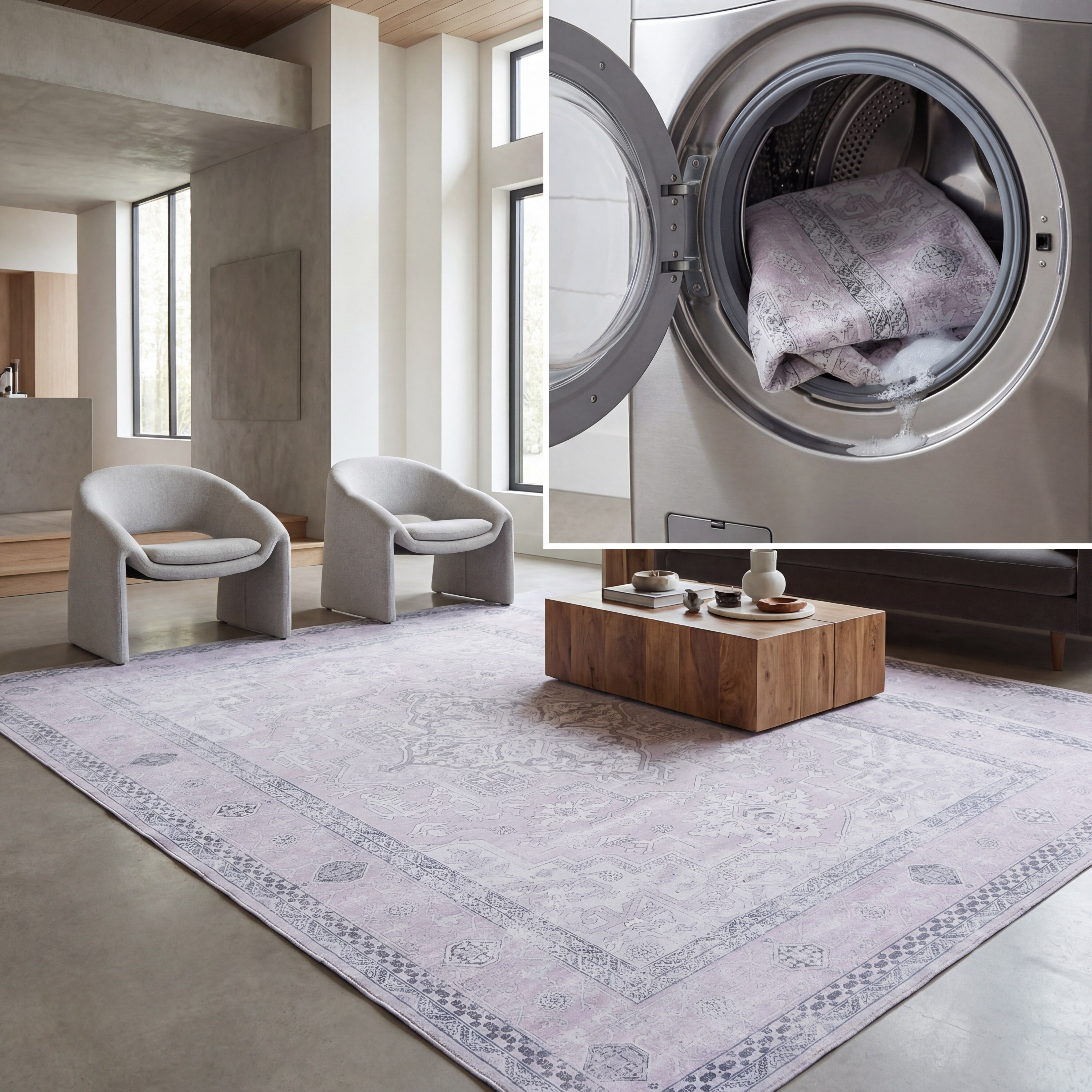 SAFAVIEH Arizona Phelim Floral Machine Washable Area Rug, Pink/Beige, 3 ...