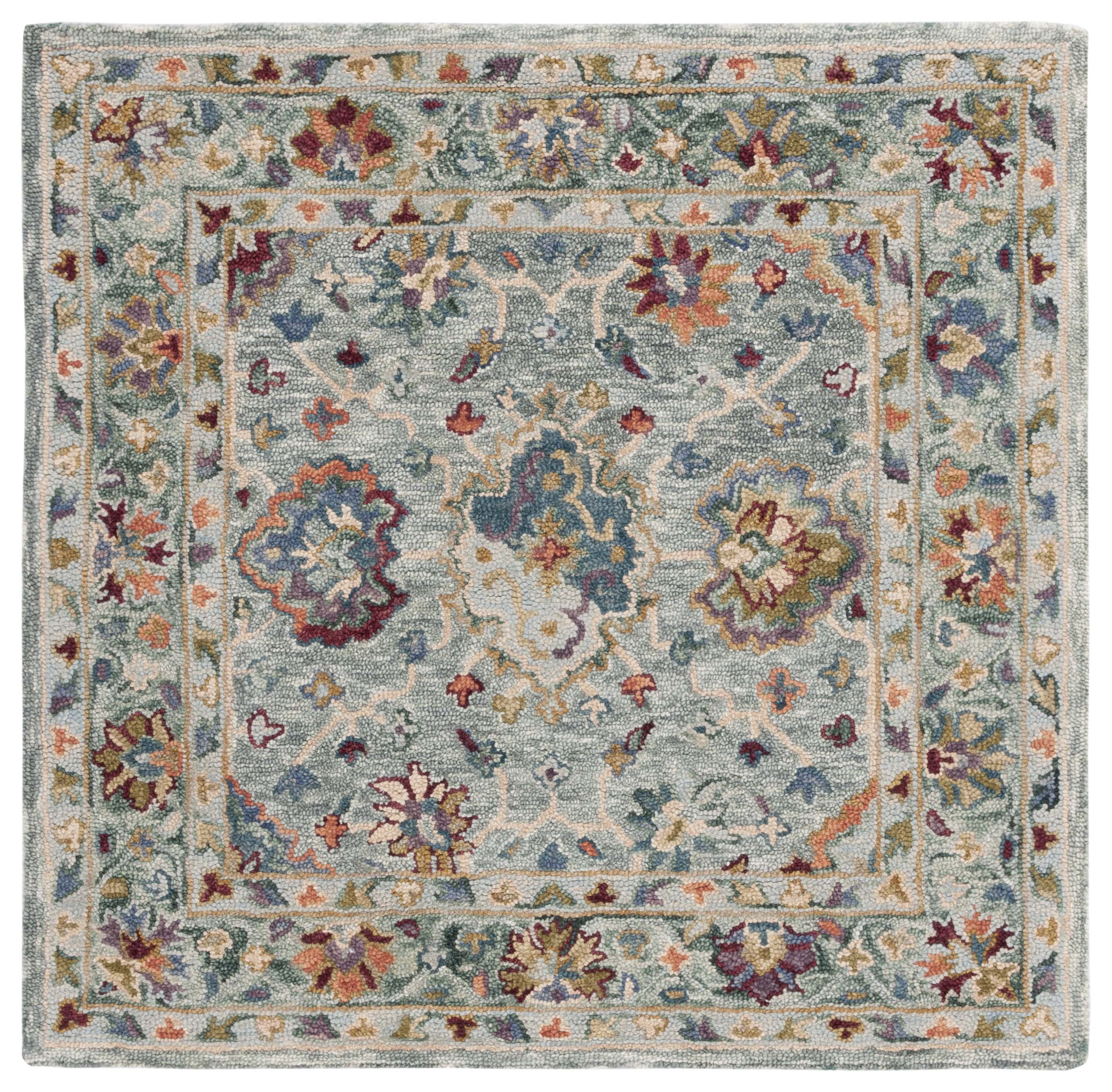 SAFAVIEH Aspen Carbrey Floral Area Rug, Grey/Green, 5' x 5' Square ...
