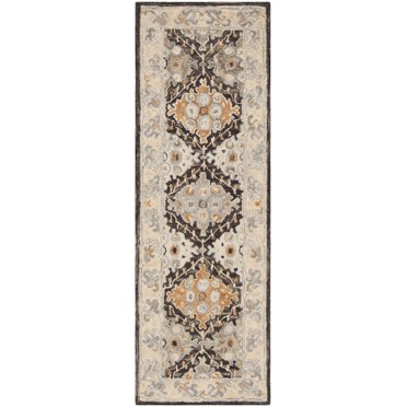 SAFAVIEH Cambridge Julian Geometric Wool Area Rug, Dark Brown/Ivory, 3 ...
