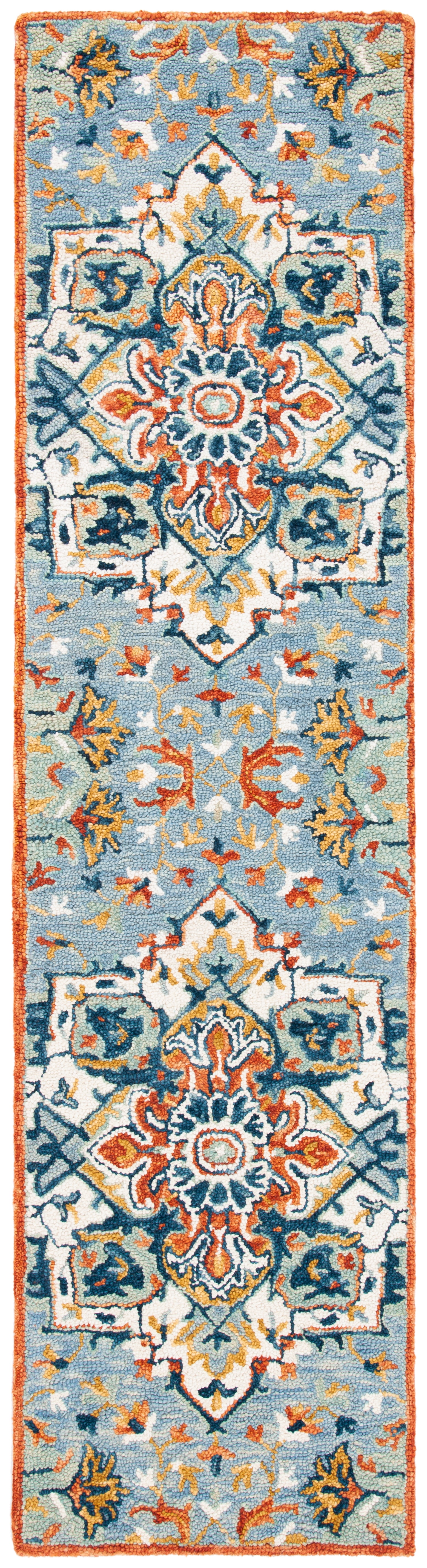SAFAVIEH Aspen Caroline Southwestern Runner Rug, Blue/Rust, 2'3" x 13 ...