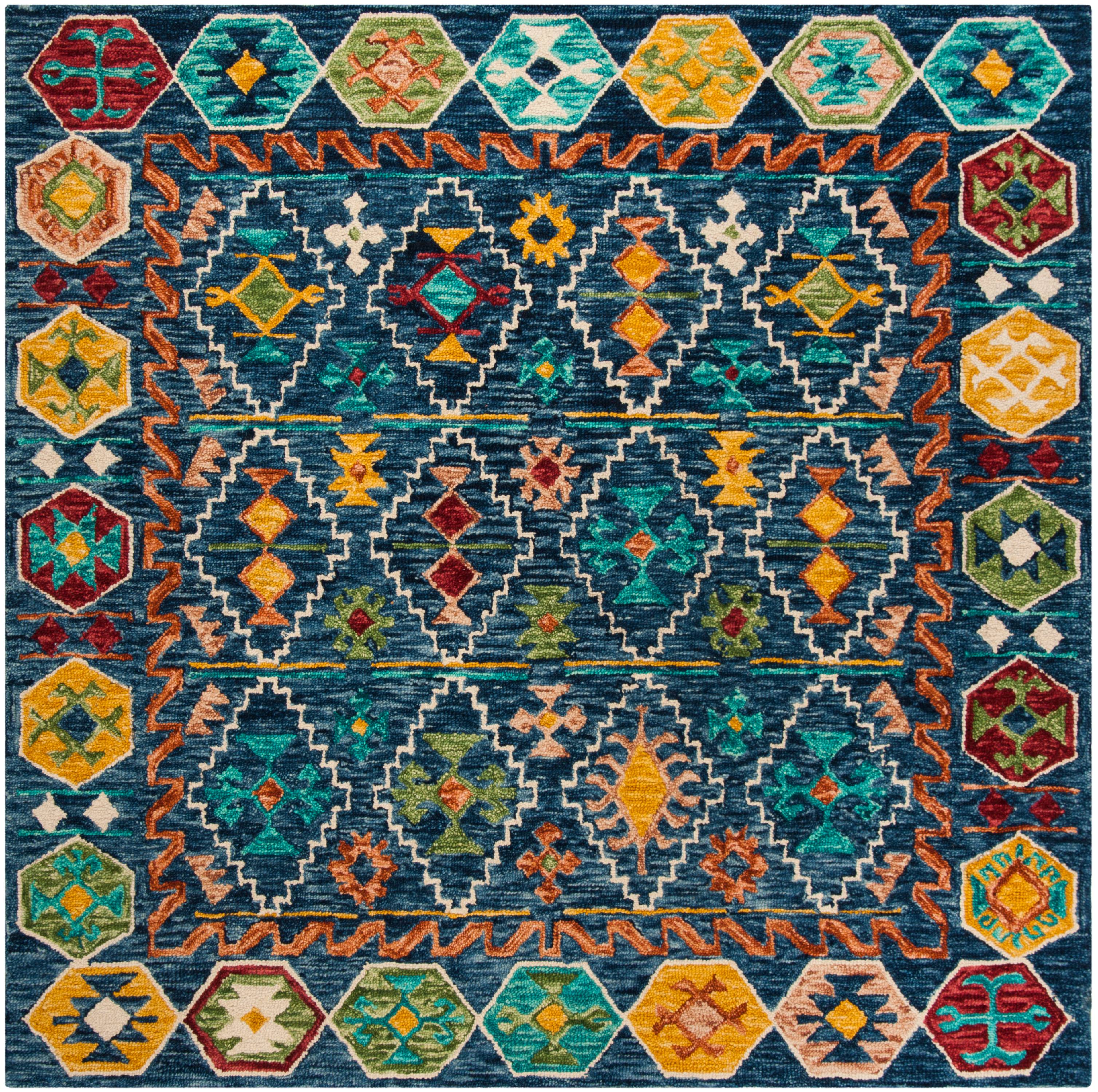 SAFAVIEH Aspen Collection APN501A Handmade Navy/Gold Rug - Walmart.com