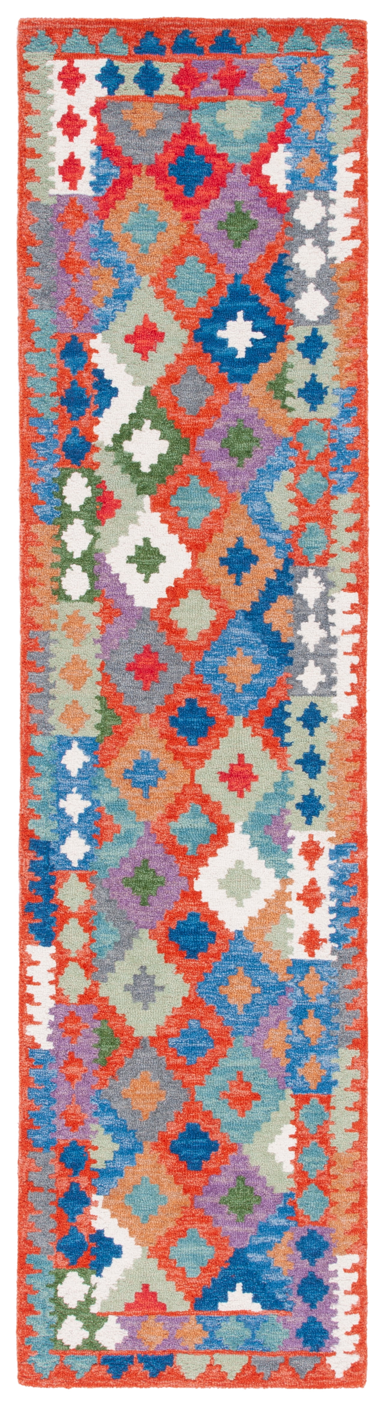 SAFAVIEH Aspen Damjana Geometric Runner Rug, Orange/Blue, 2'3