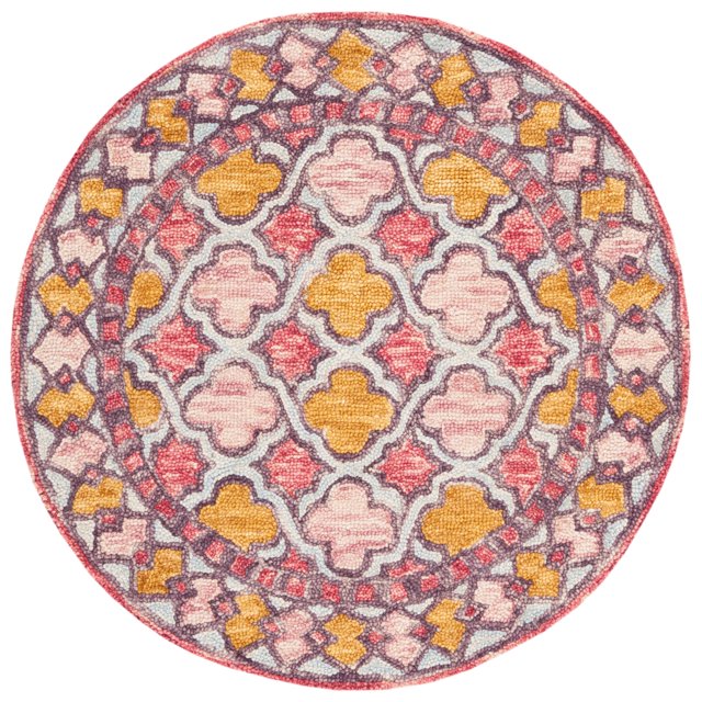 SAFAVIEH Aspen Joshua Geometric Area Rug, Pink/Yellow, 5' x 5' Round ...