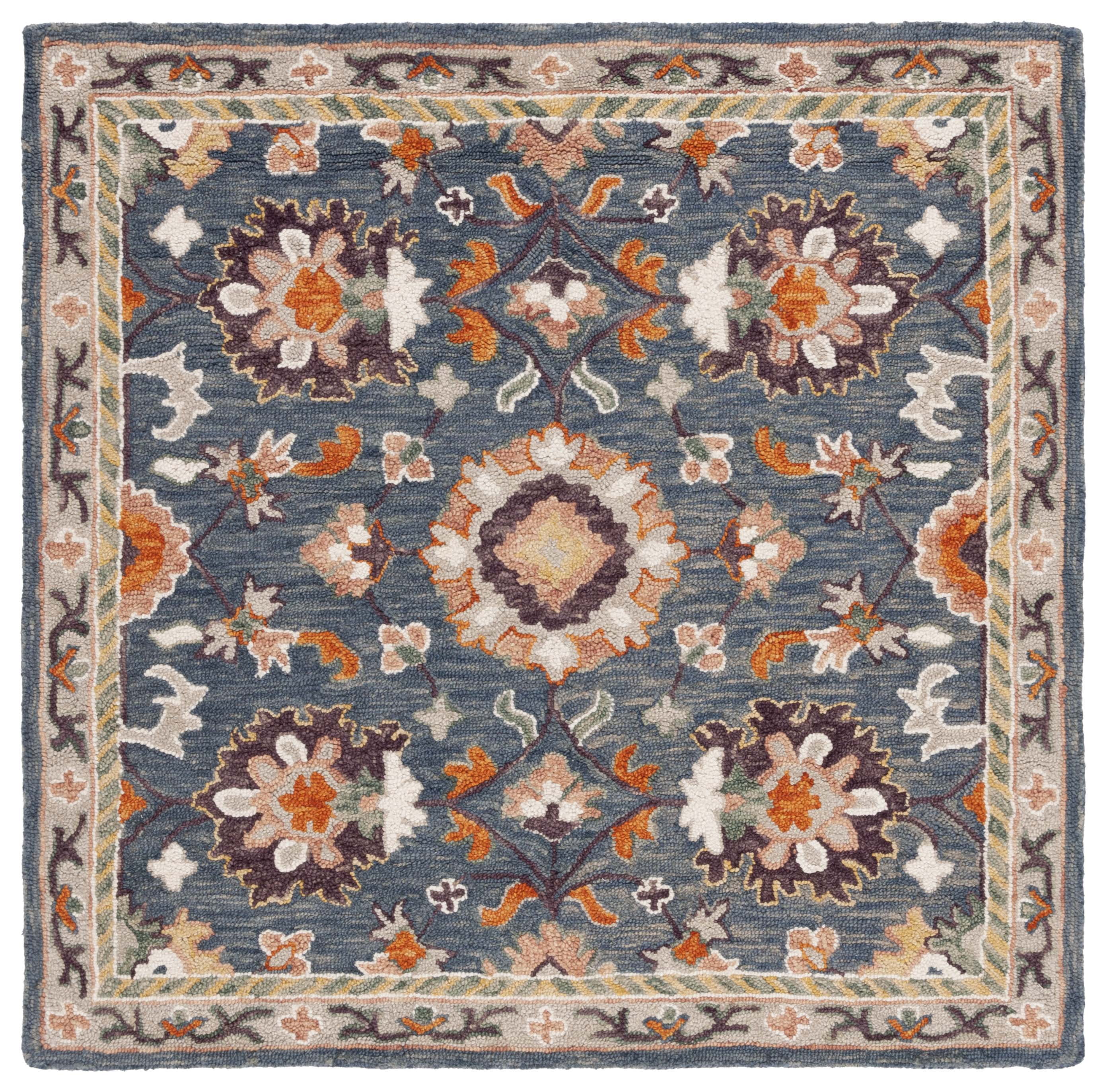 SAFAVIEH Aspen Marisa Tribal Area Rug, Blue/Rust, 5' x 5' Square ...