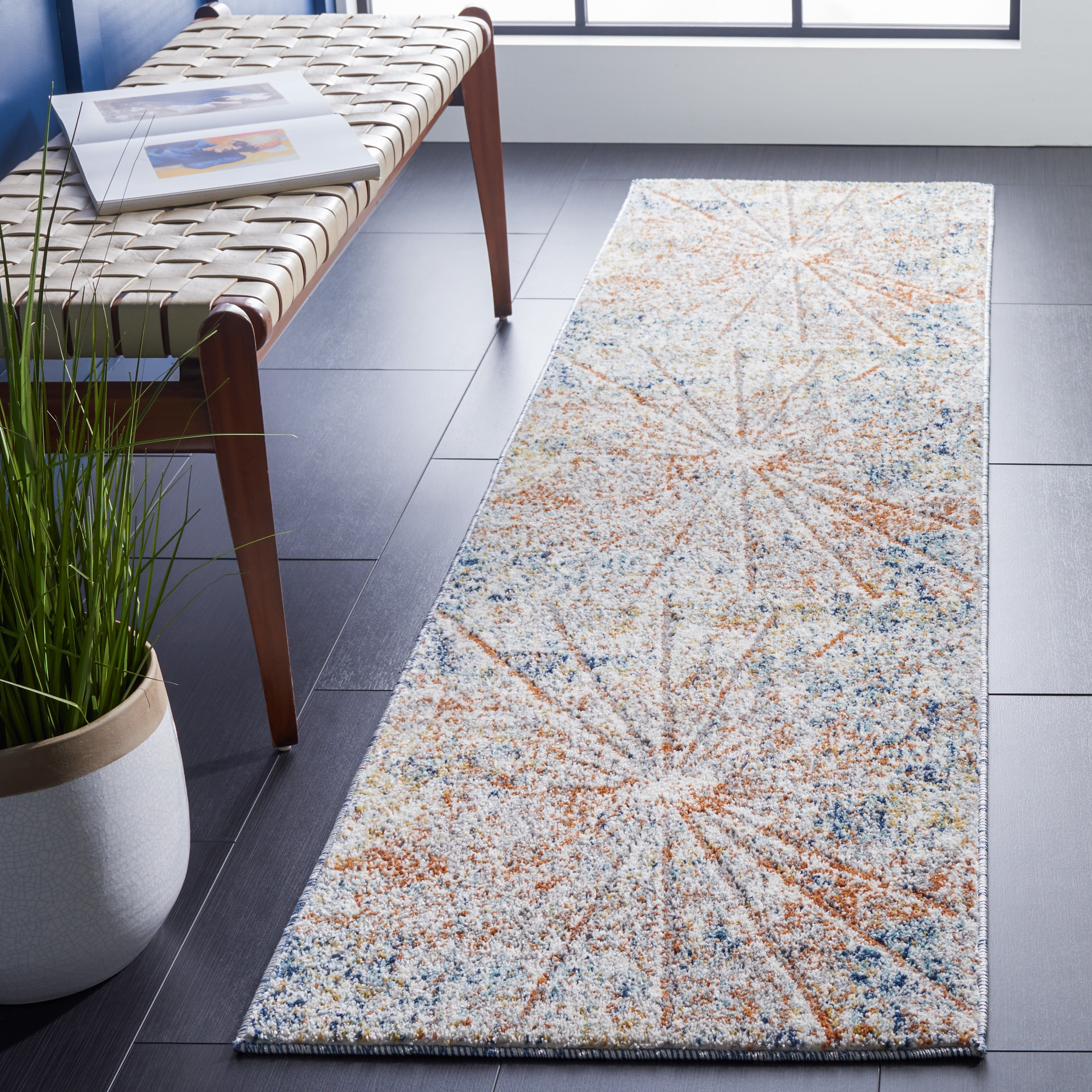 SAFAVIEH Aston Alys Abstract Runner Rug, Ivory/Navy, 2' x 8' - Walmart.com