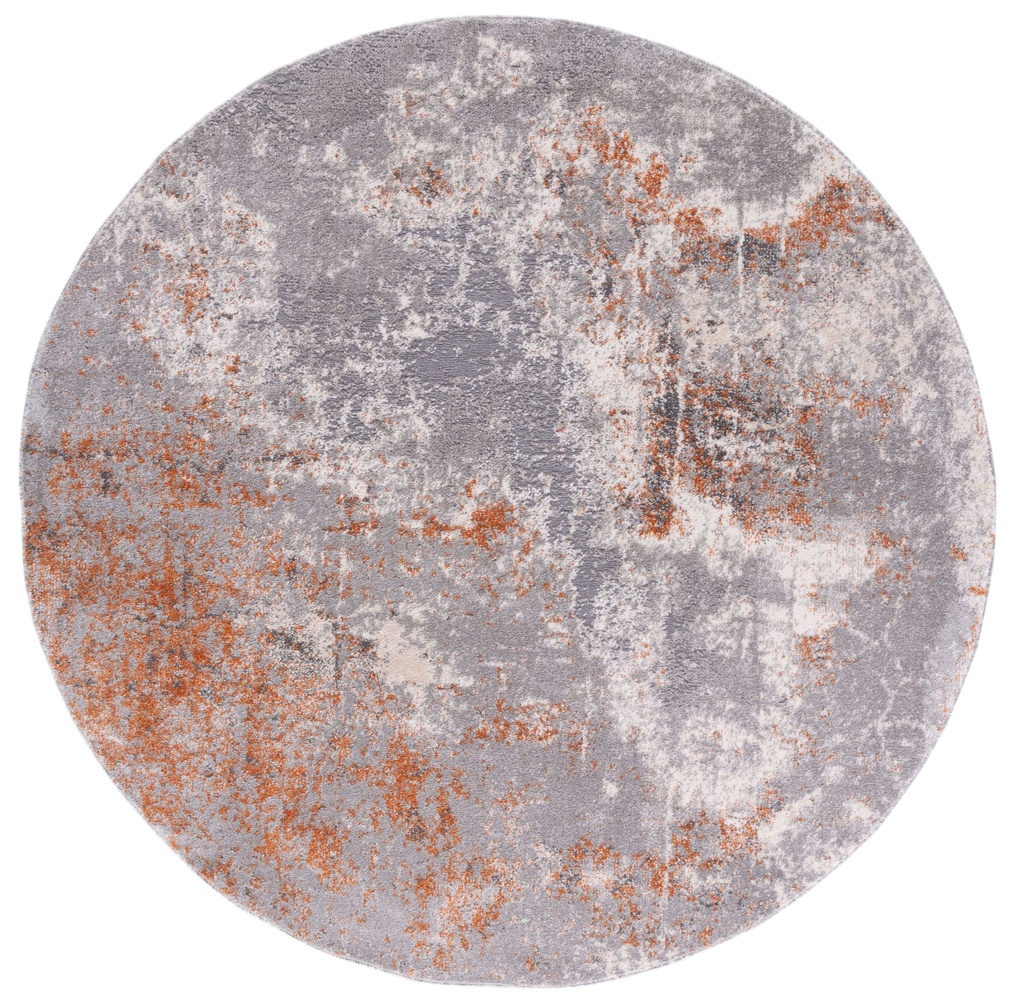 SAFAVIEH Aston Charmaine Abstract Area Rug, Grey/Rust, 6'7" x 6'7 ...